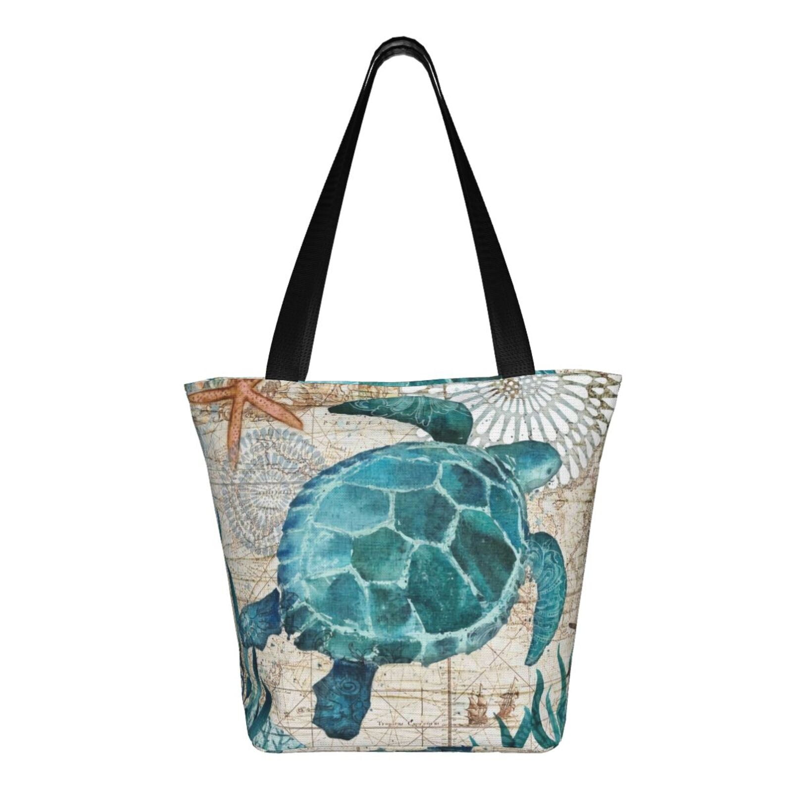 Japuie Watercolor Sea Turtle Print Women's Crossbody Tote Handbag ...