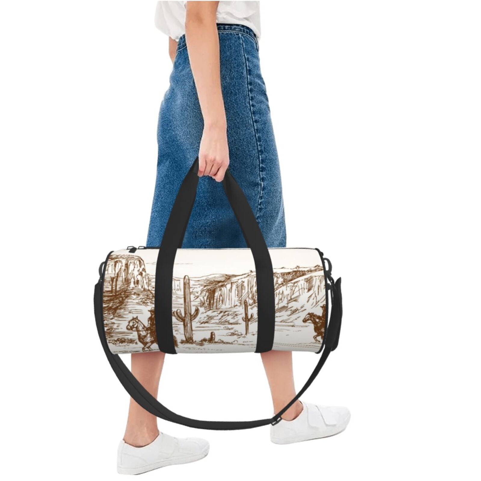 Japuie Western Desert Cowboys Print Travel Duffle Bag,Gym Bag,Weekender ...
