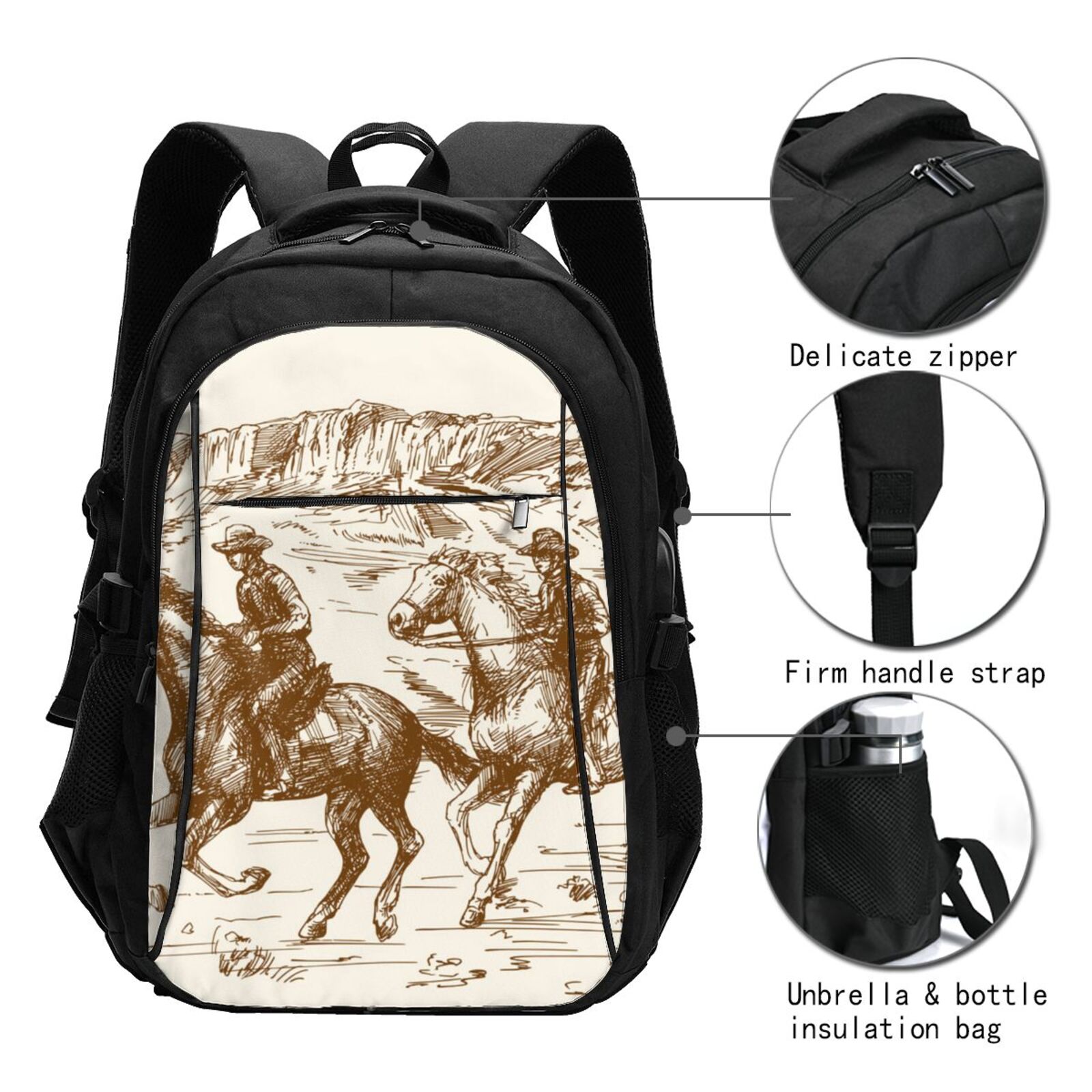 Japuie Western Desert Cowboys1 Print Laptop Backpack,Business Travel ...