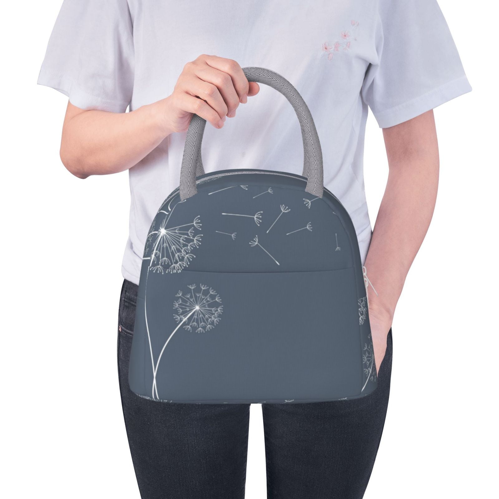 Japuie White Dandelion Print Insulated Lunch Bag,Lunch Box for Women ...