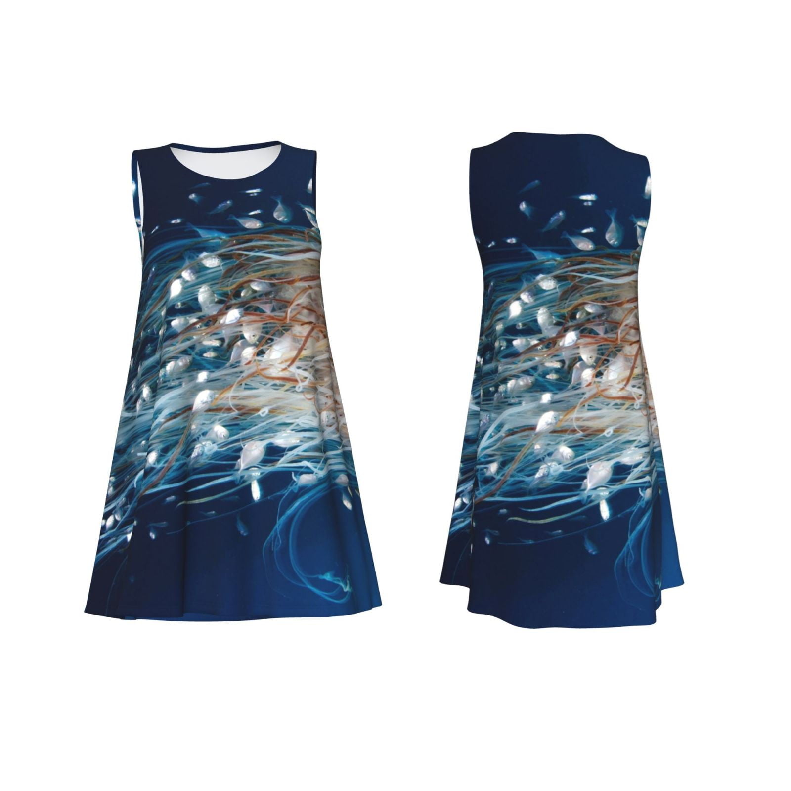 Japuie White Jellyfish Dansing in the Ocean Print Summer Dresses for ...