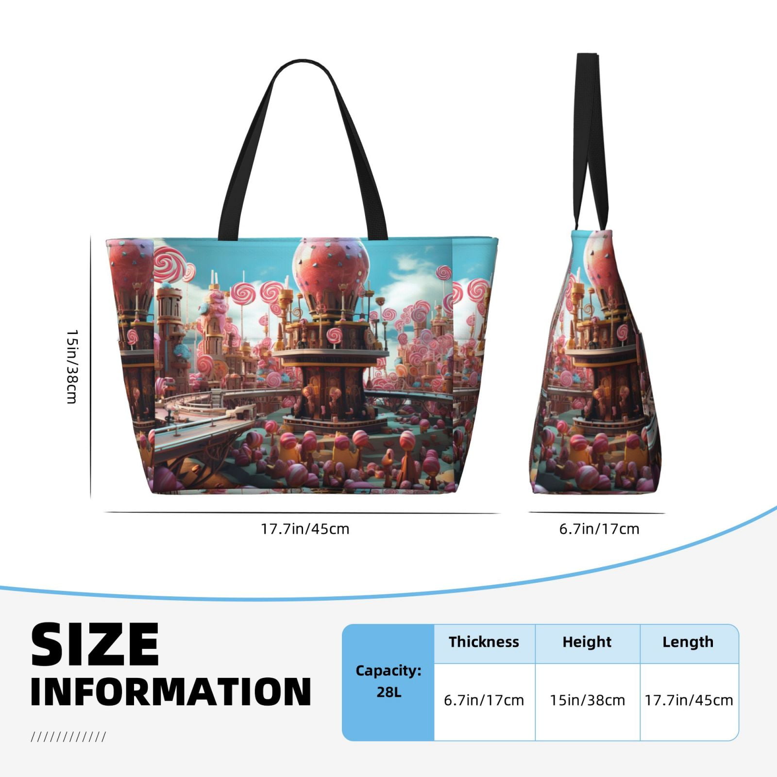 Japuie fairy-tale-world-with-delicious-candy Print Large Capacity Beach ...