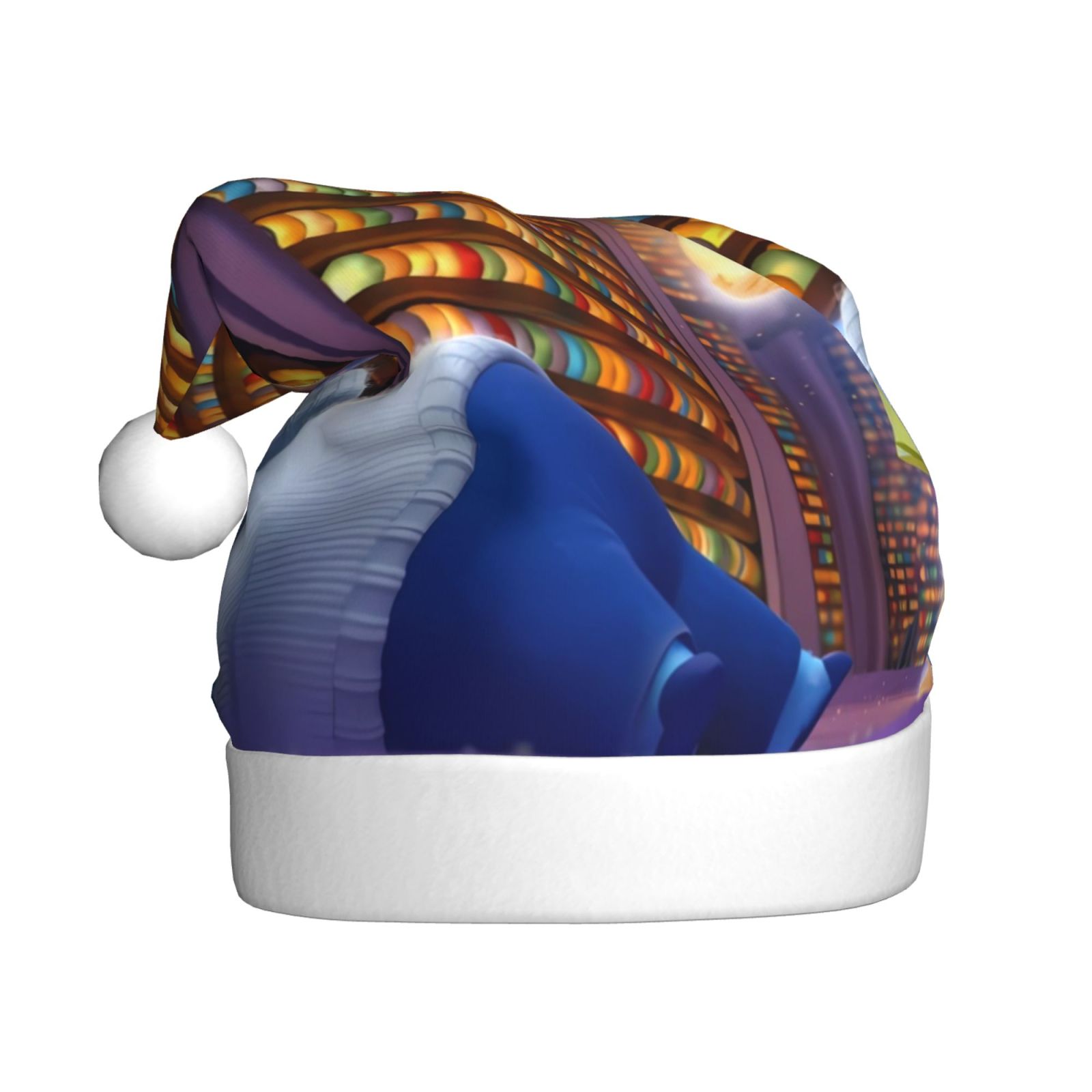 Japuie inside out 2 Print Plush Santa Hats,Christmas Party Hats,Xmas ...