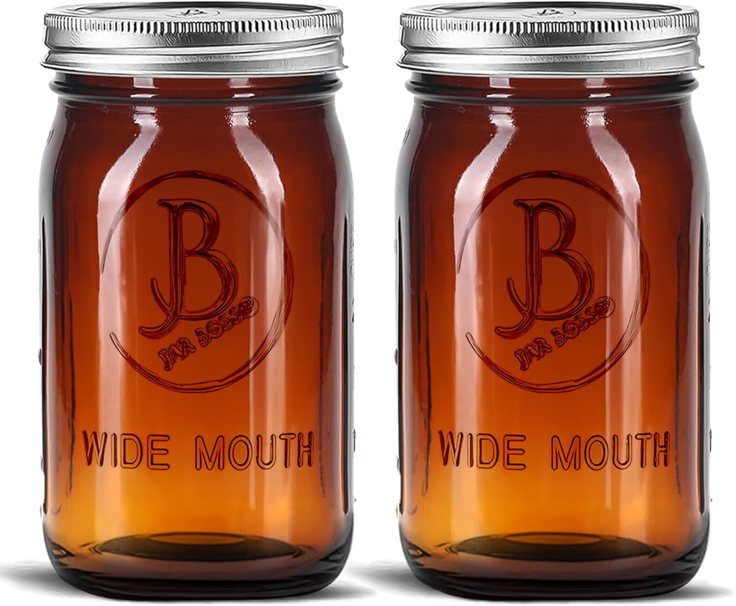 Jar Boss Amber Wide Mouth Glass Storage Jars with Sealed Lids, 32 oz, 2 Count - Walmart.com