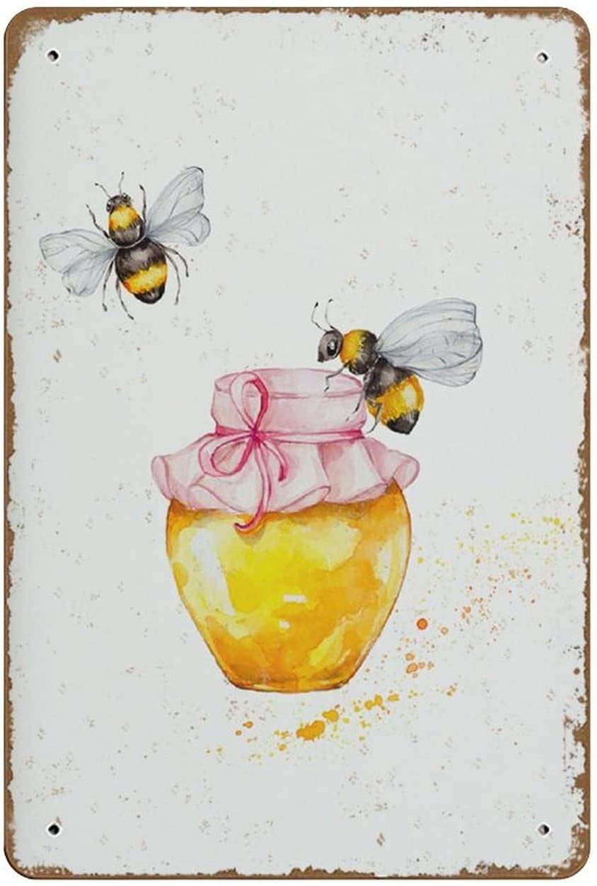 Jar with Honey and Bees Poster Bees Art Print Bumblebees Home Decor New ...