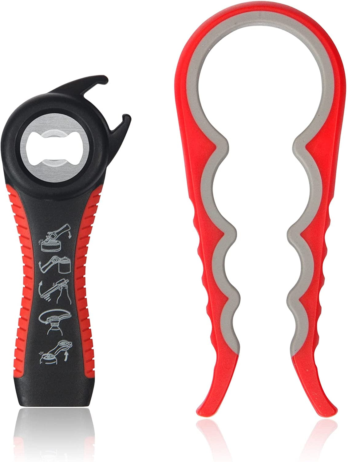 Jar Opener, 5 in 1 Multi Function Can Opener Bottle Opener Kit with Silicone Handle Easy to Use ...