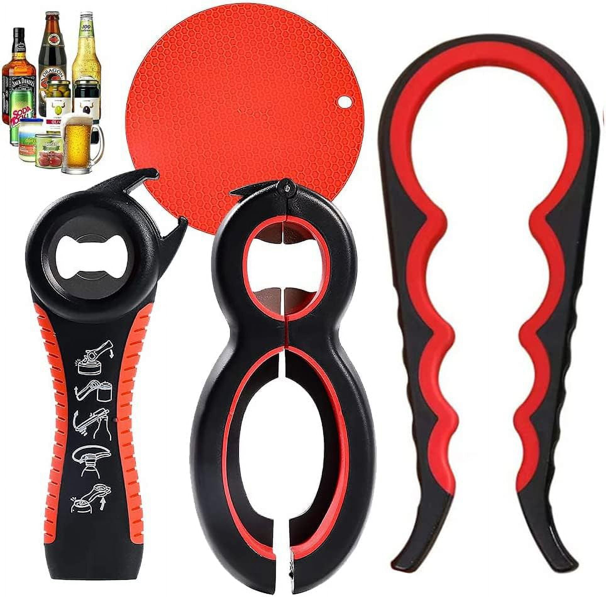 Jar Opener Grabber - 4 Packs Rubber Jar Opener for Weak Hands 6-in-1 5 ...