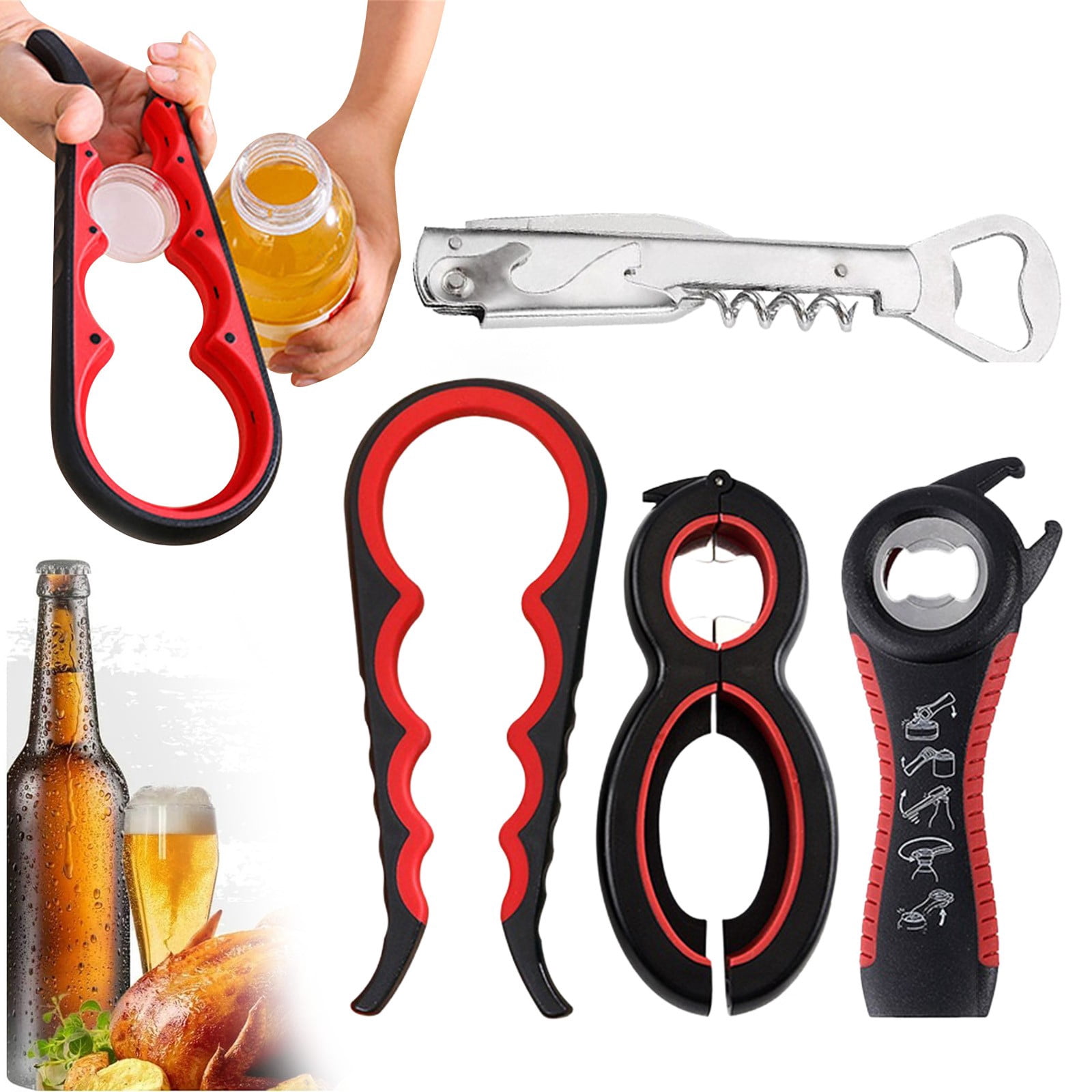 Jar Opener Grabber,Rubber Jar Opener For Weak Hands, 6-In- 5-In-1 Jar ...