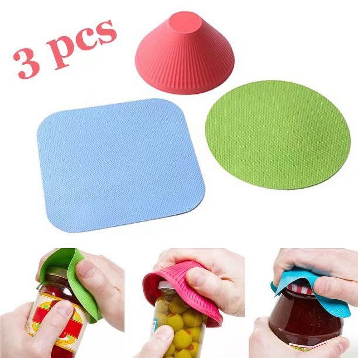 Jar Opener Multi-Purpose Lid Openers Set of 3, Non Slip Jar Grips ...