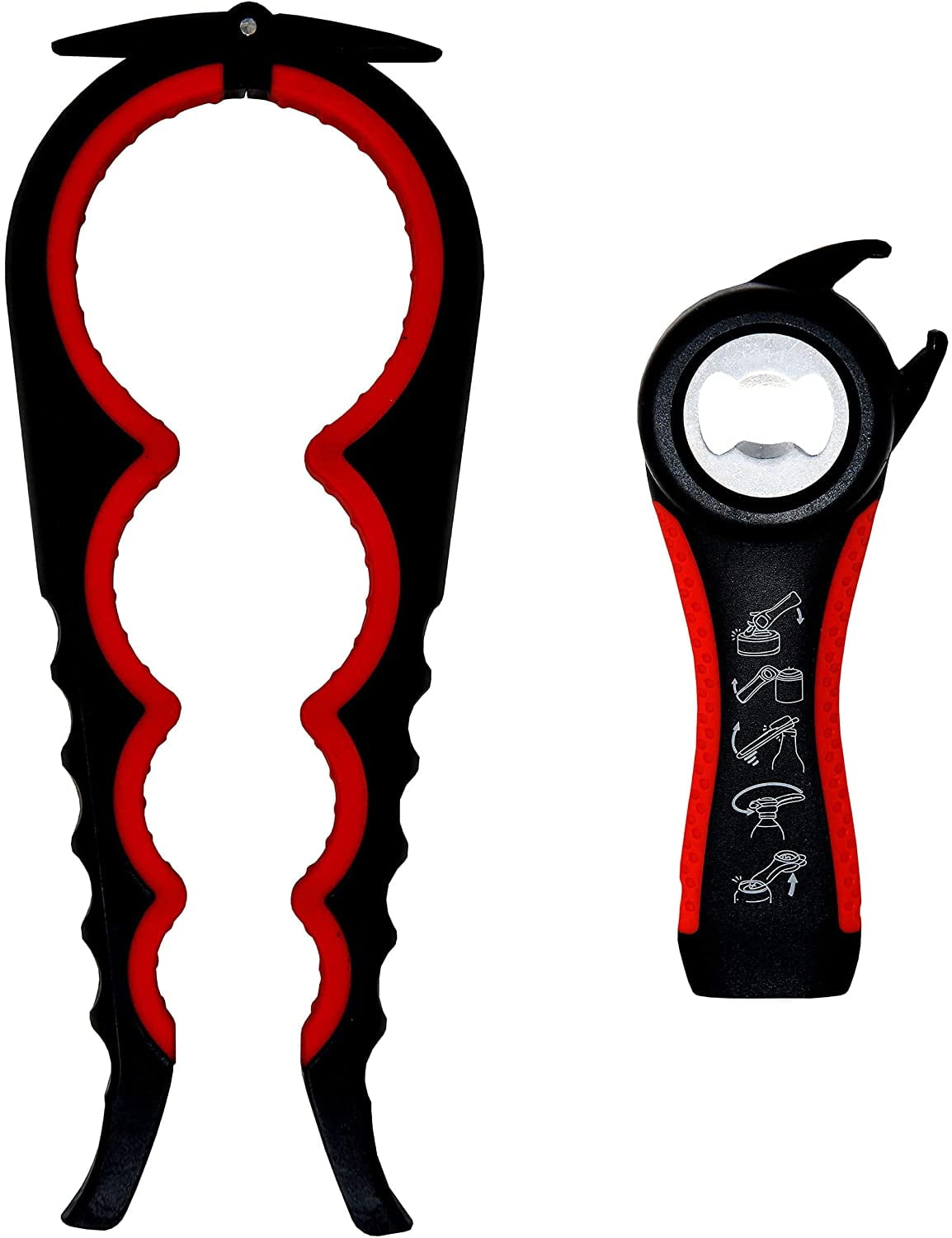 Jar Opener Upgraded 5 in 1 Multi Function Can Bottle Opener Kit with Silicone Handles, Children ...