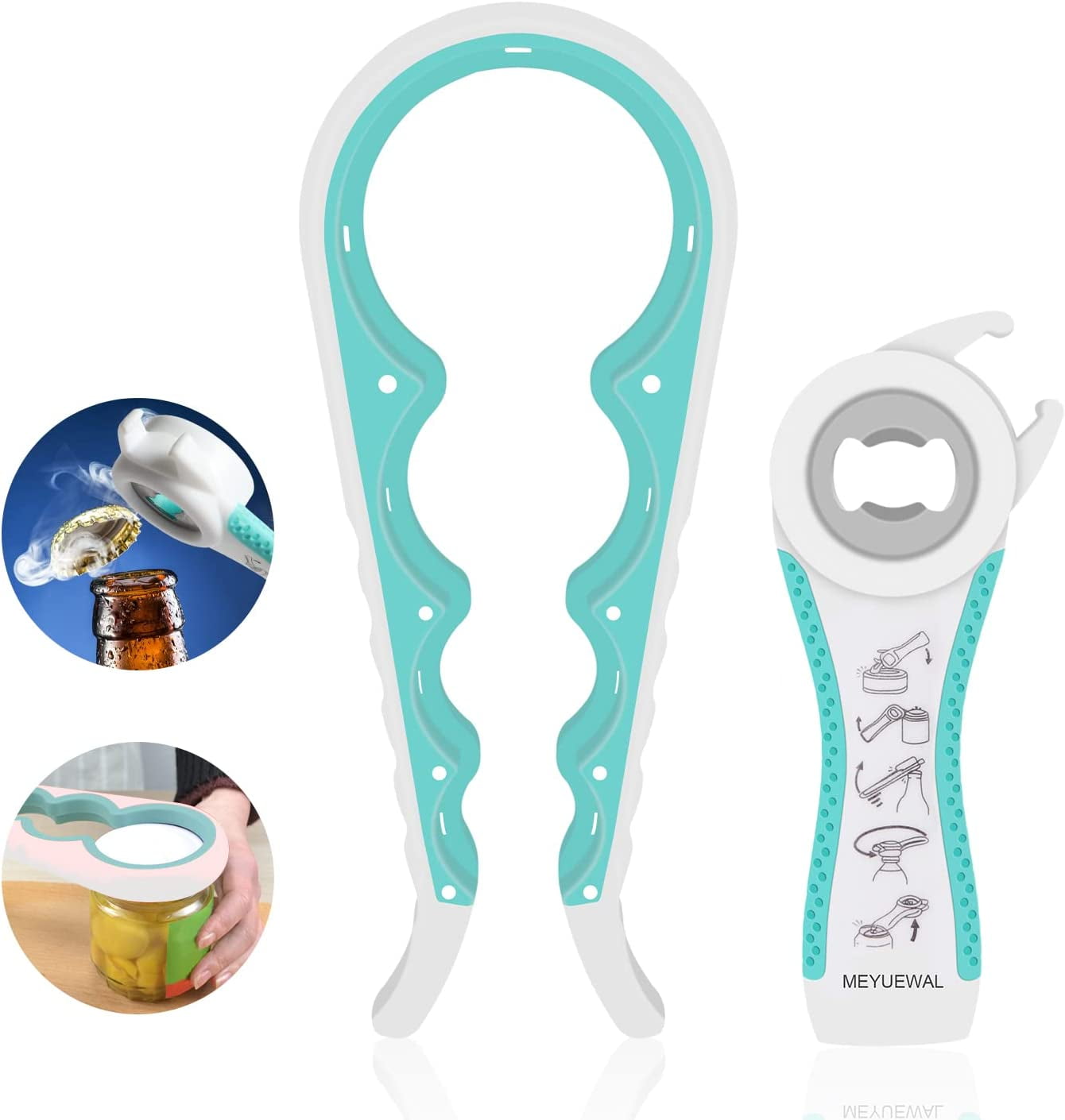 Jar Opener for Weak Hands - 5 in 1 Multi Function Can Opener Bottle Opener Kit with Silicone ...