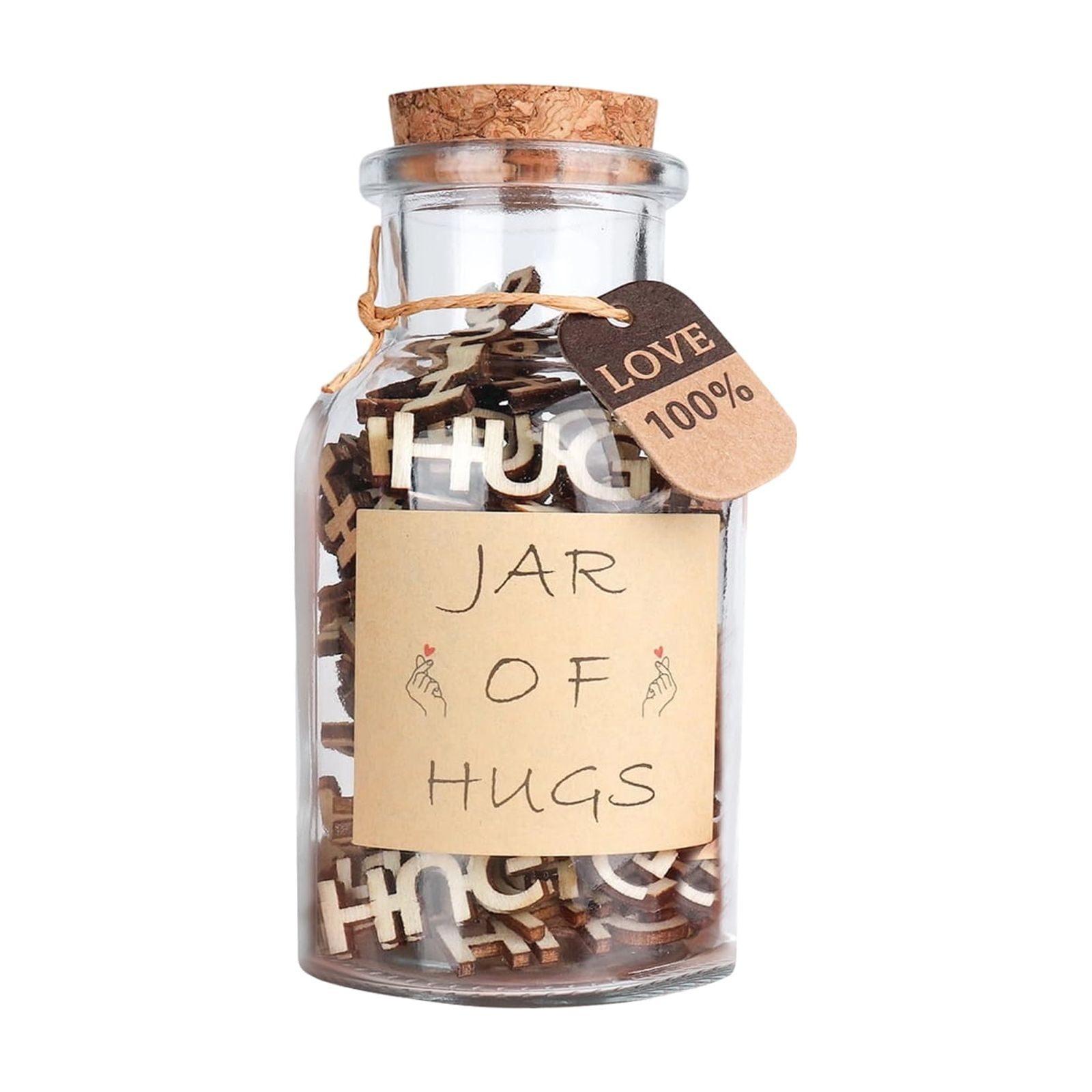 Jar of Hugs Wooden Letters, Set of Tiny Wood Blocks Spelling "HUG" in ...