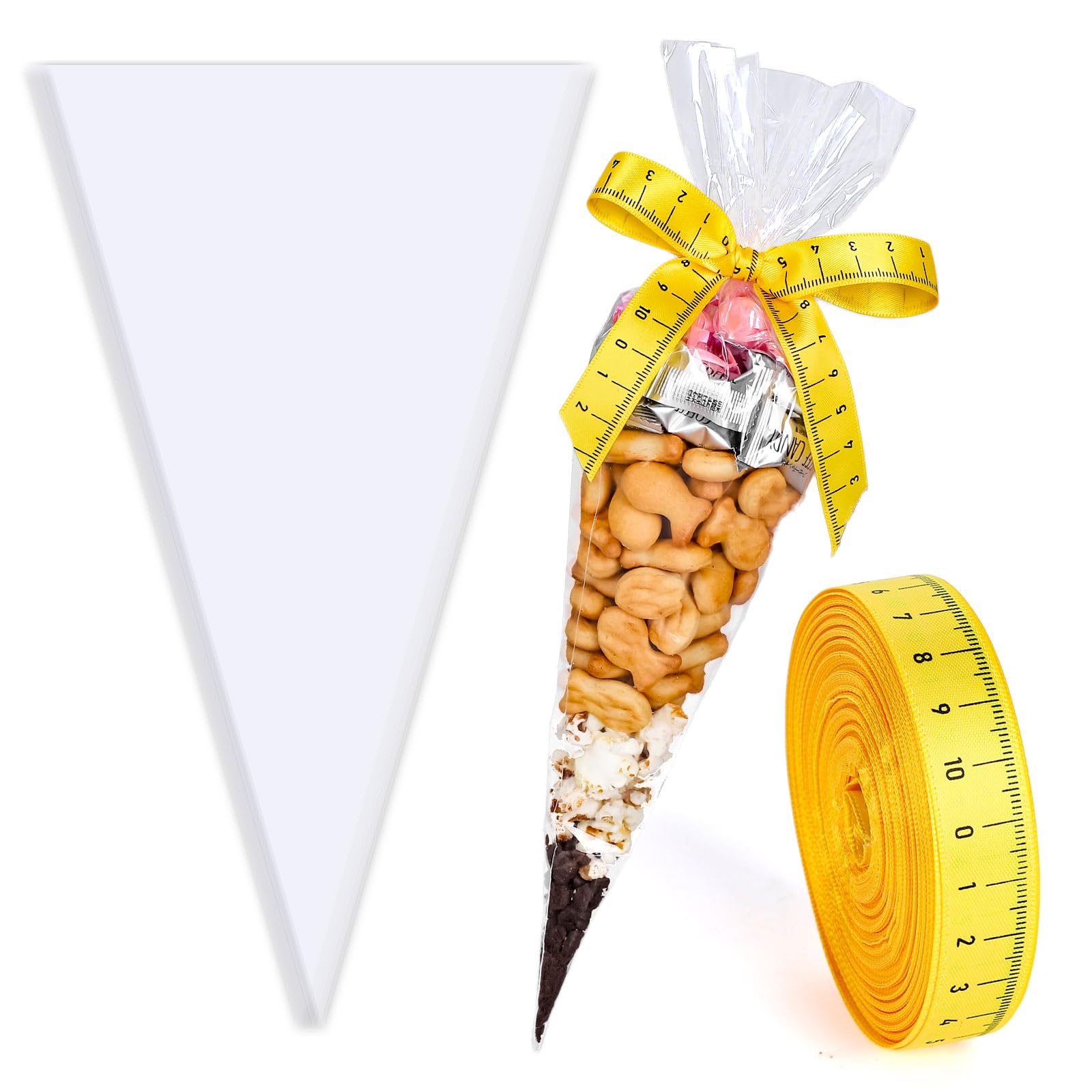 JarThenaAMCS 100Pcs Back to School Cone Cellophane Bags Pencil Cone ...