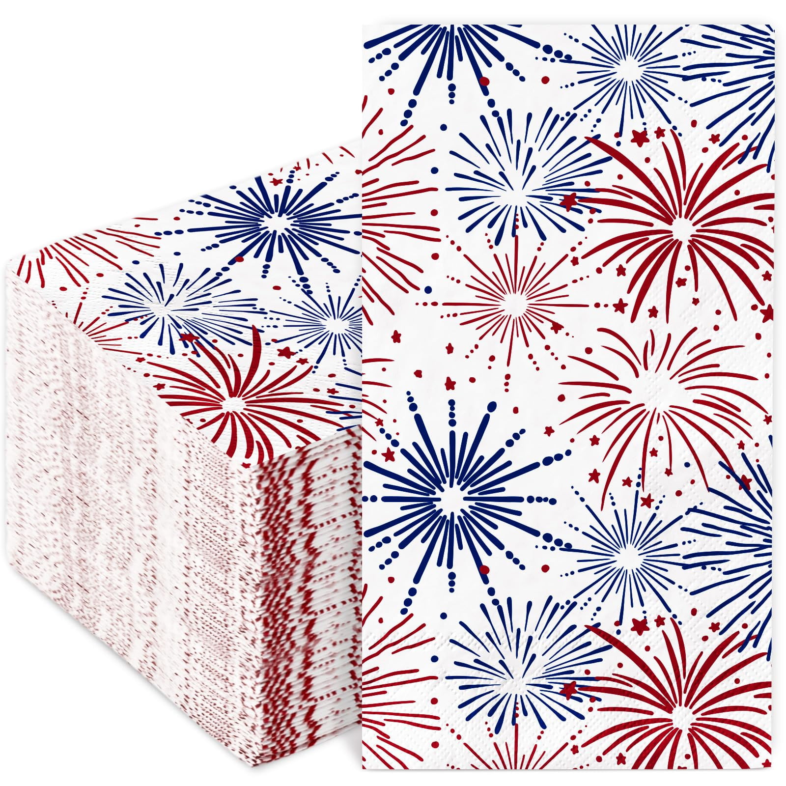 JarThenaAMCS 100Pcs Patriotic Guest TSF6 Napkins Red Blue Firework ...