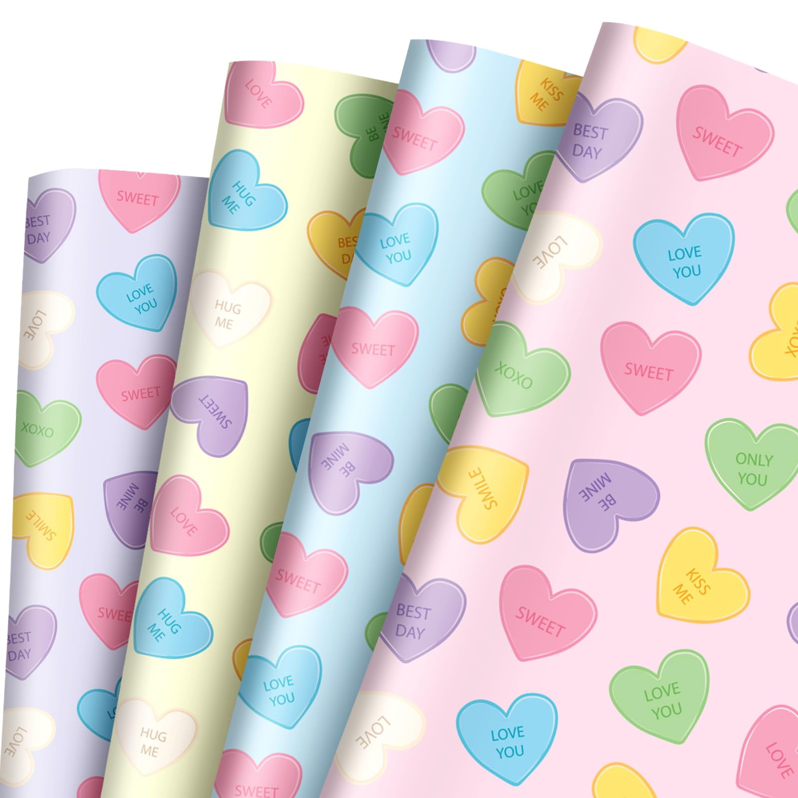 JarThenaAMCS 12 Sheet Valentine's Day Wrapping AIS1 Paper Candy Heart ...