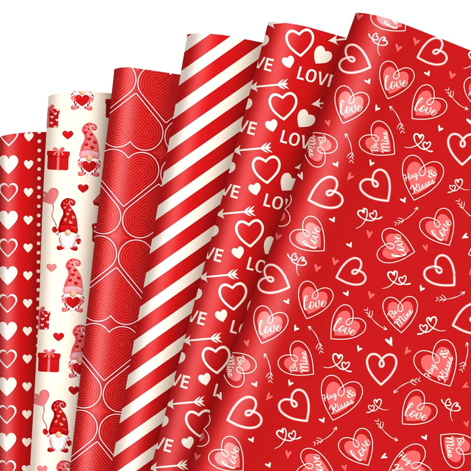 JarThenaAMCS 12 Sheet Valentine’s Day Wrapping AIS1 Paper Love Heart ...