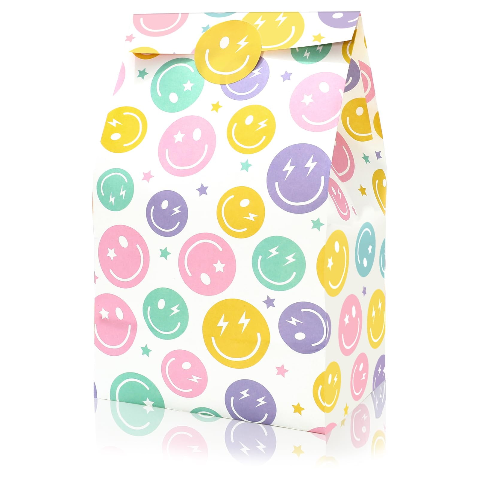 JarThenaAMCS 24Pcs Preppy Party AIF4 Favor Bags Pastel Smile Face Paper ... JarThenaAMCS 24Pcs Preppy Party AIF4 Favor Bags Pastel Smile Face Paper ...