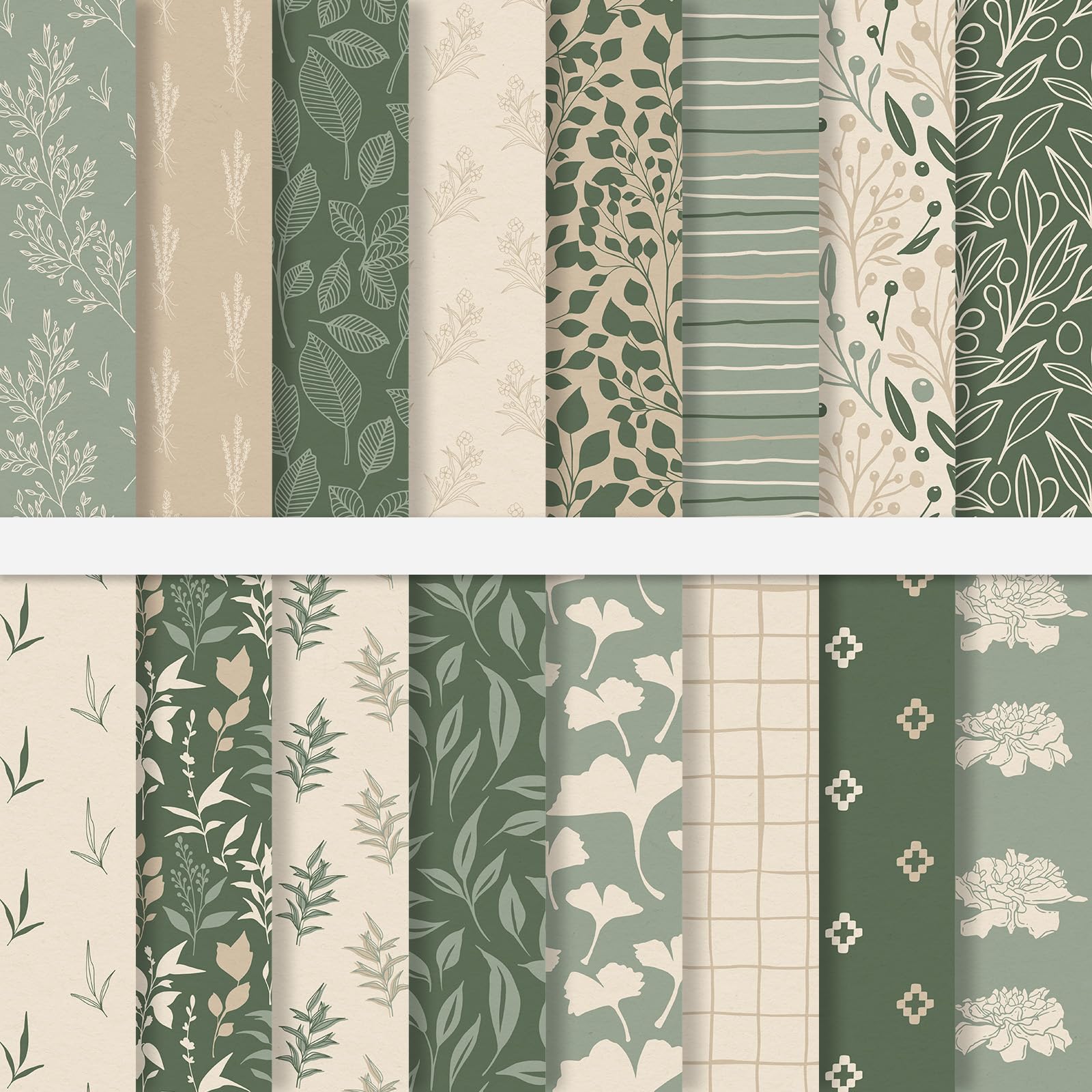JarThenaAMCS 32 Sheets Sage STF9 Green Floral Pattern Paper Greenery ...