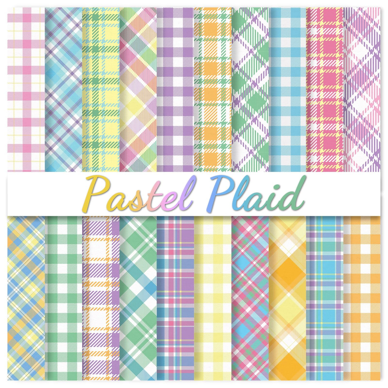 JarThenaAMCS 40 Sheets Pastel MSF2 Plaid Pattern Paper Easter Scrapbook ...