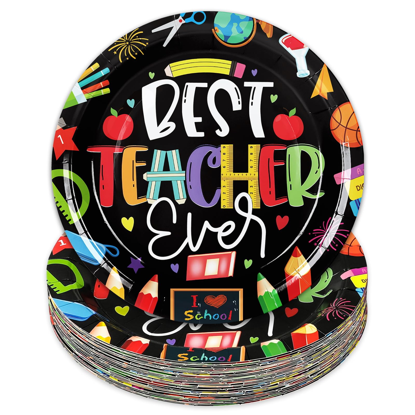 JarThenaAMCS 40Pcs Teacher Appreciation Paper Plate AFN1Colorful Best ...