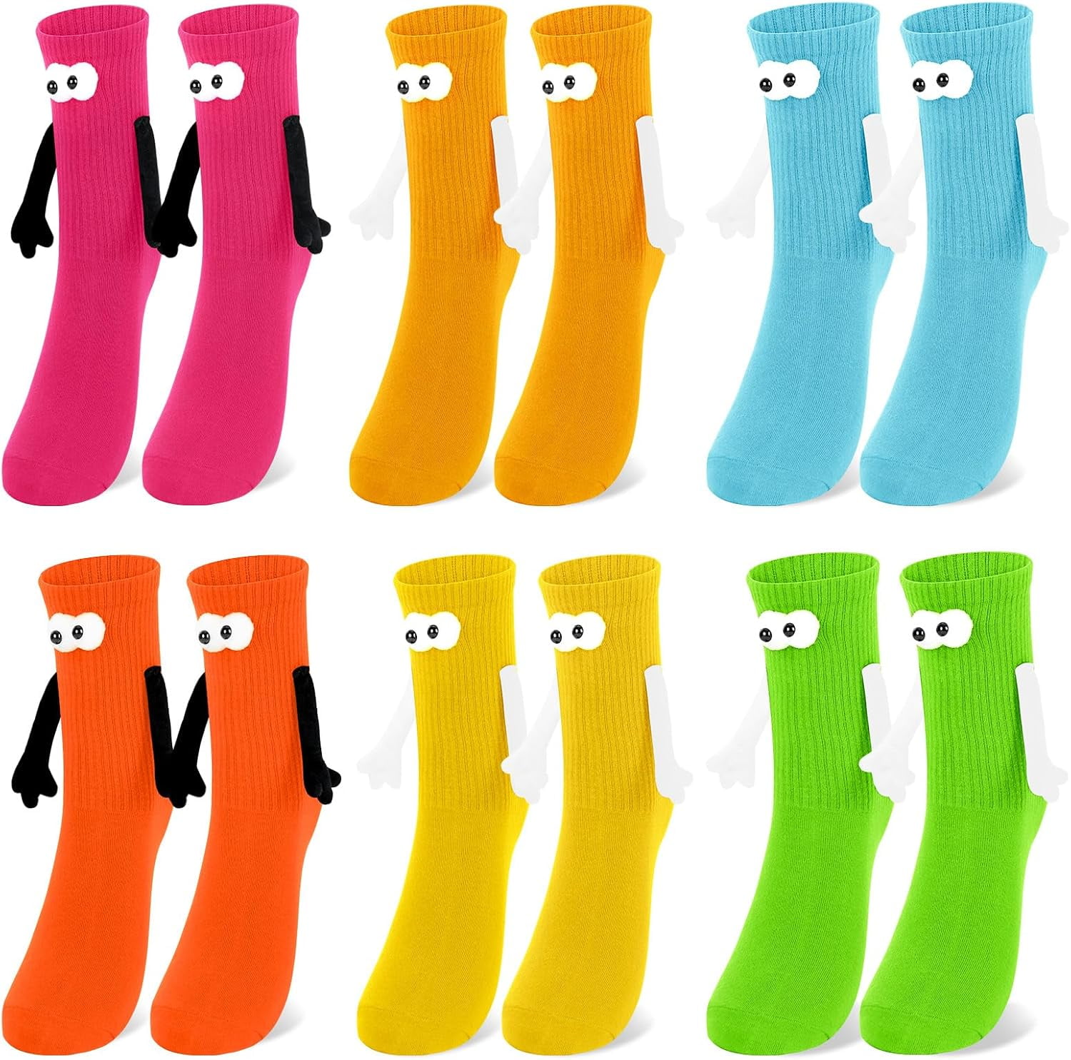 JarThenaAMCS 6 Pairs Holding Hands Socks Magnetic Hand in Hand Socks ...