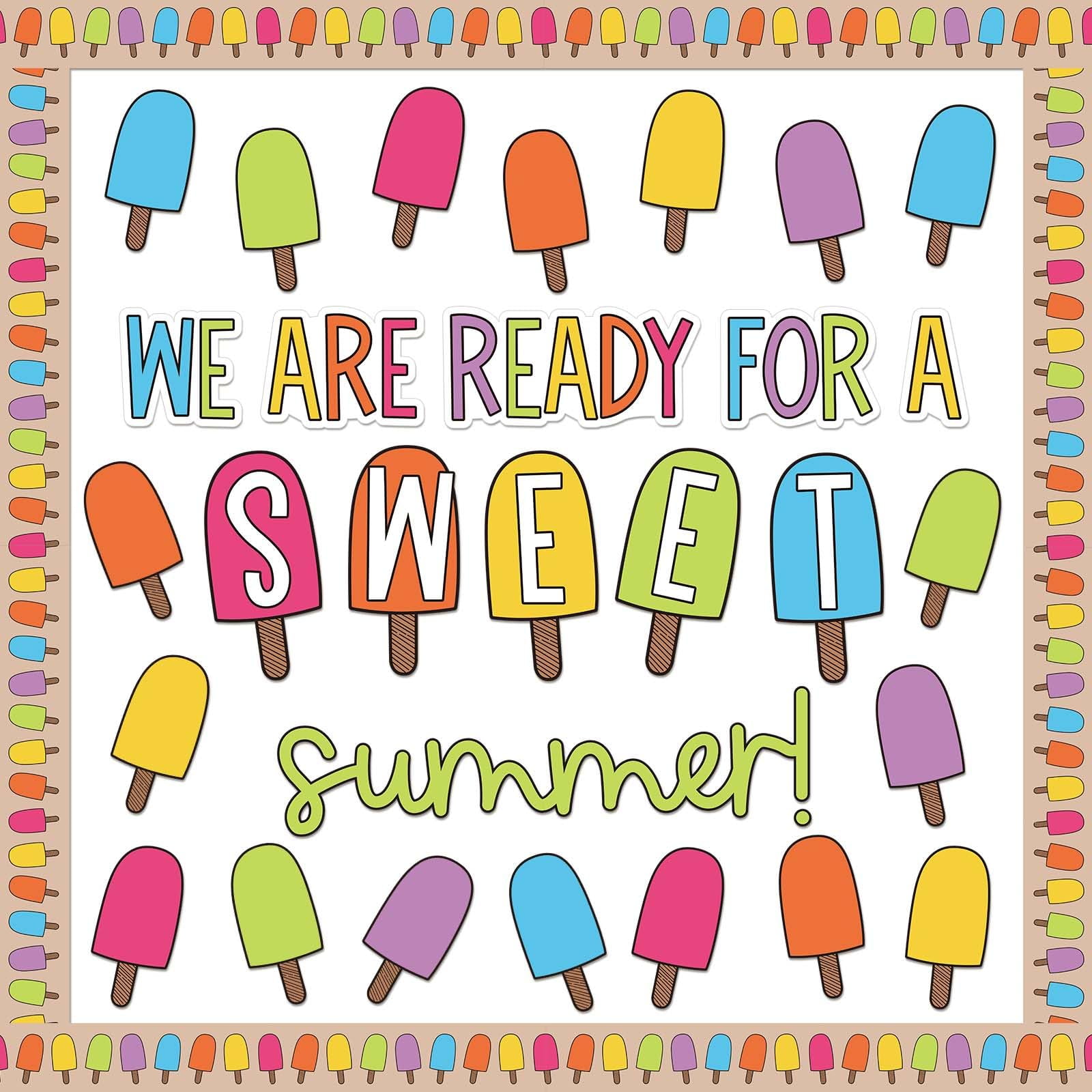 JarThenaAMCS 72Pcs Summer Ice Pop Bulletin Board Decor Set Colorful ...
