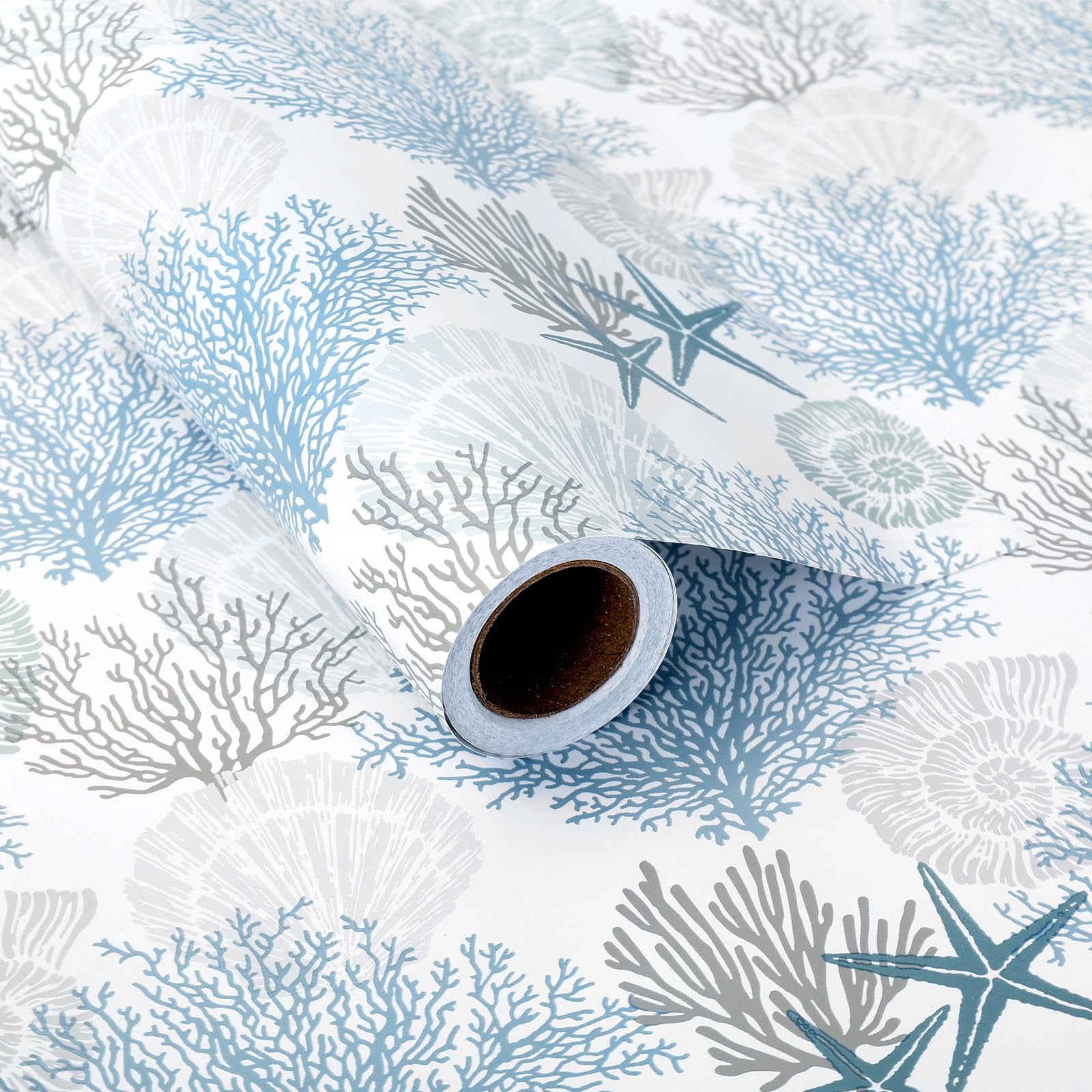 JarThenaAMCS Coral Seashell Starfish Wrapping Paper AIS1 -Mini Roll ...