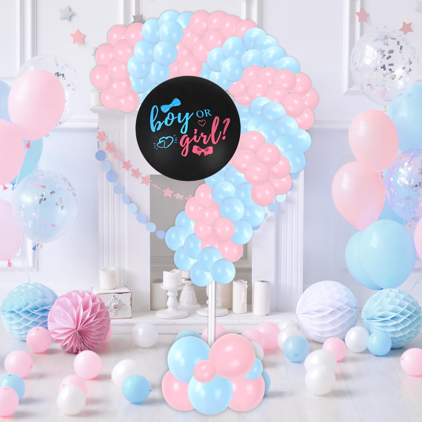 JarThenaAMCS Gender Reveal Balloon Decorations Pink & Blue Boy or Girl ...