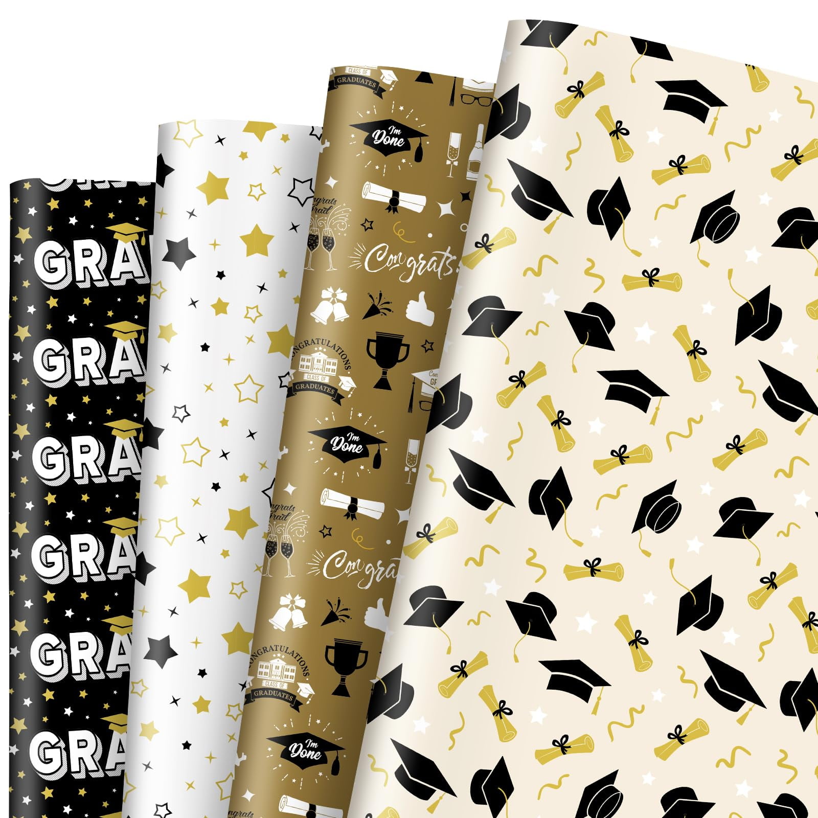 JarThenaAMCS Graduation Wrapping Paper TSF6 -Not Roll- Black Gold Gift ...