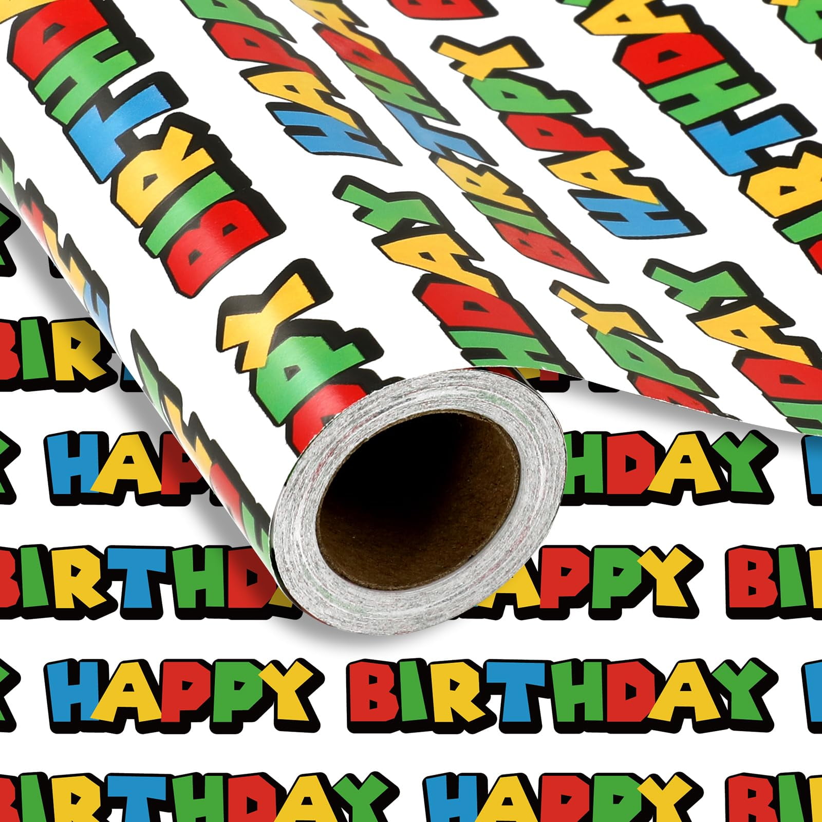 JarThenaAMCS Happy Birthday Wrapping OIF8 Paper Mini Roll 17in x 32.8Ft ...