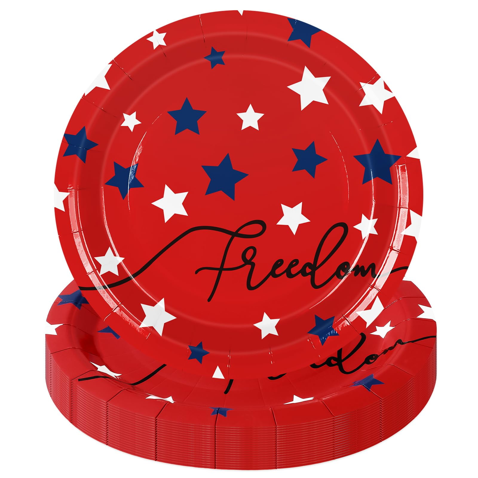 JarThenaAMCS Patriotic Paper Plate Red Star AFN1Freedom Disposable ...