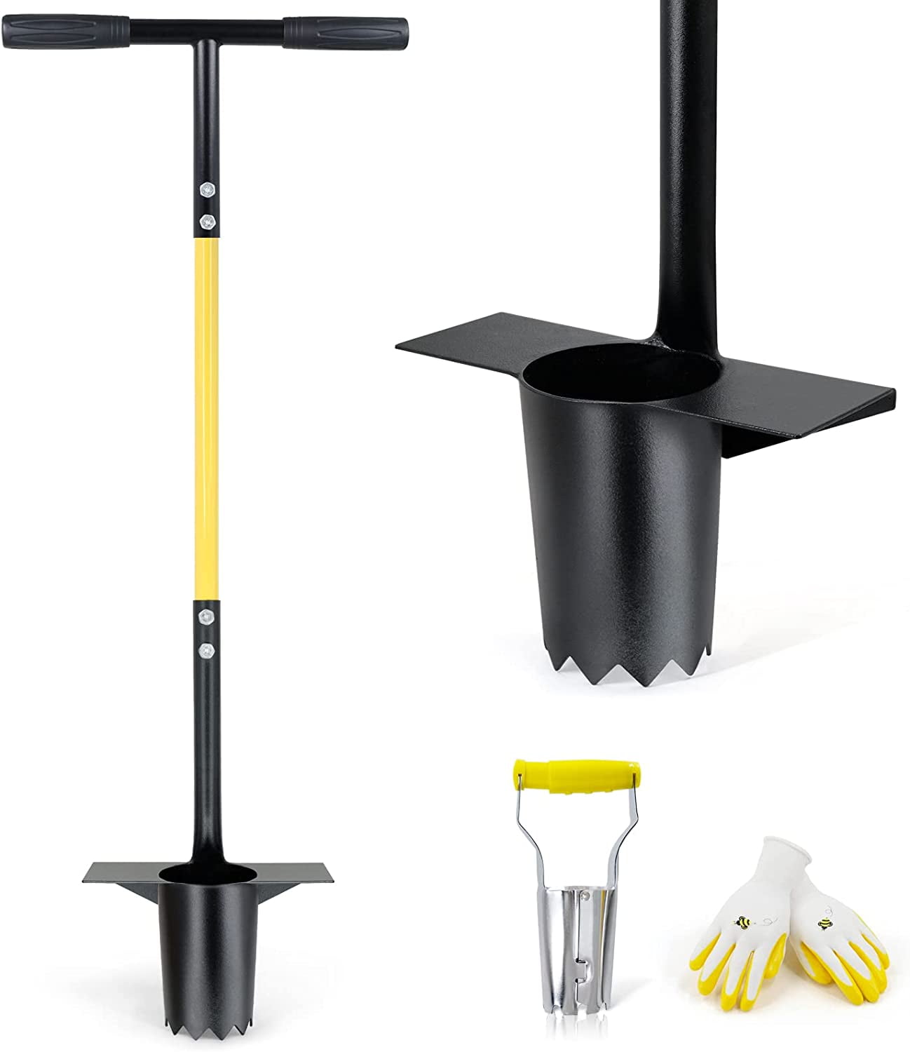 Jardineer Gardening Supplies: Bulb Planter Tool Set - Long Handle ...