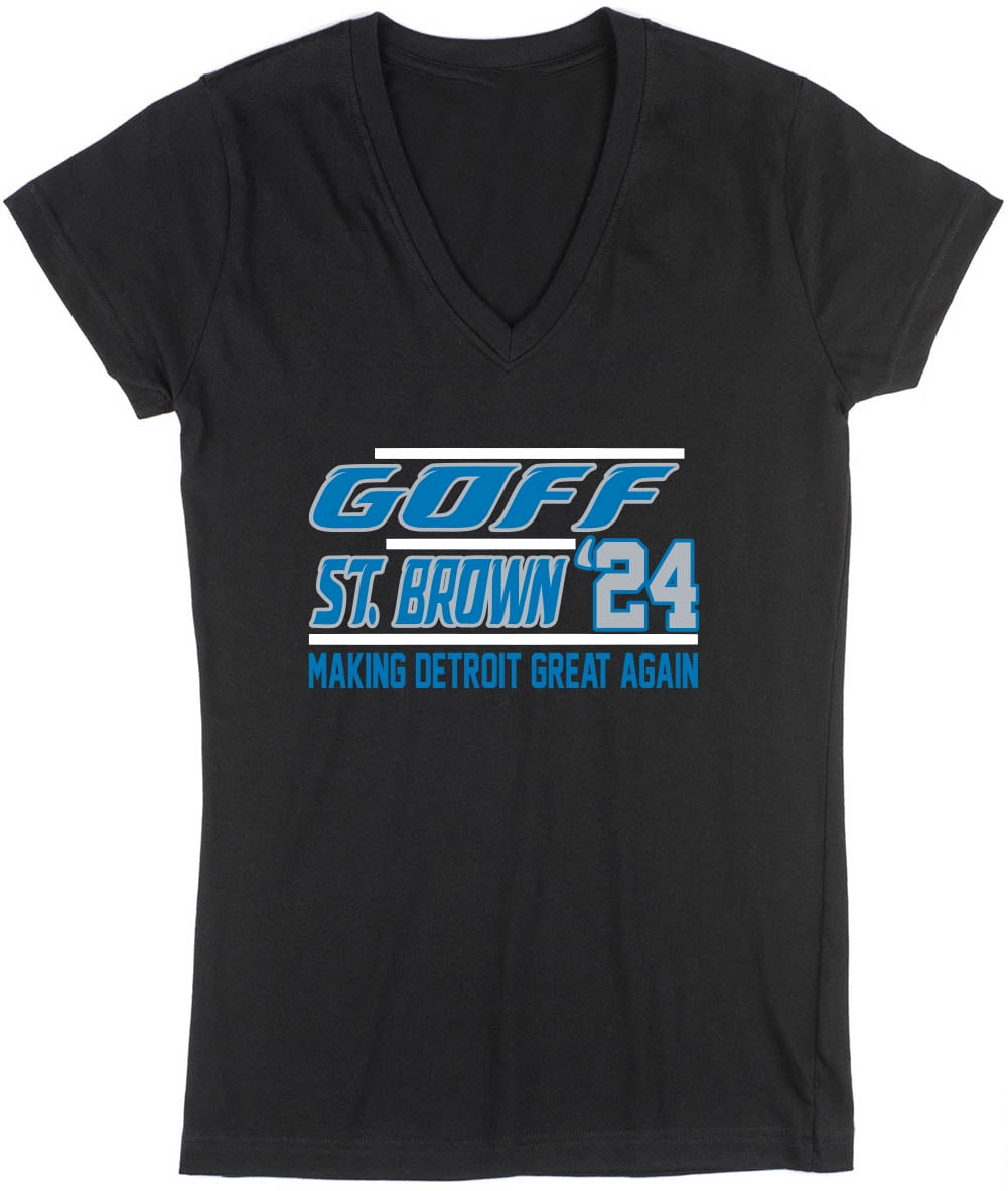 Jared Goff Amon-Ra St. Brown Lions 2024 LADIES V-NECK Shirt T-Shirt ...