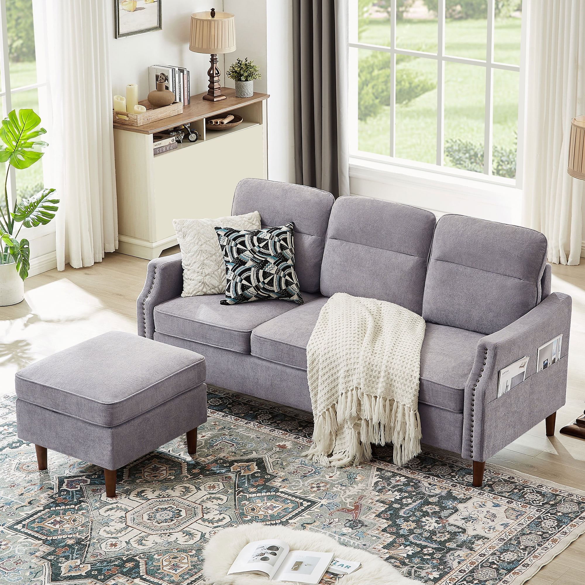 Jarenie 78'' Convertible 3 Seater L Shaped Couch Modern Sectional Sofa ...