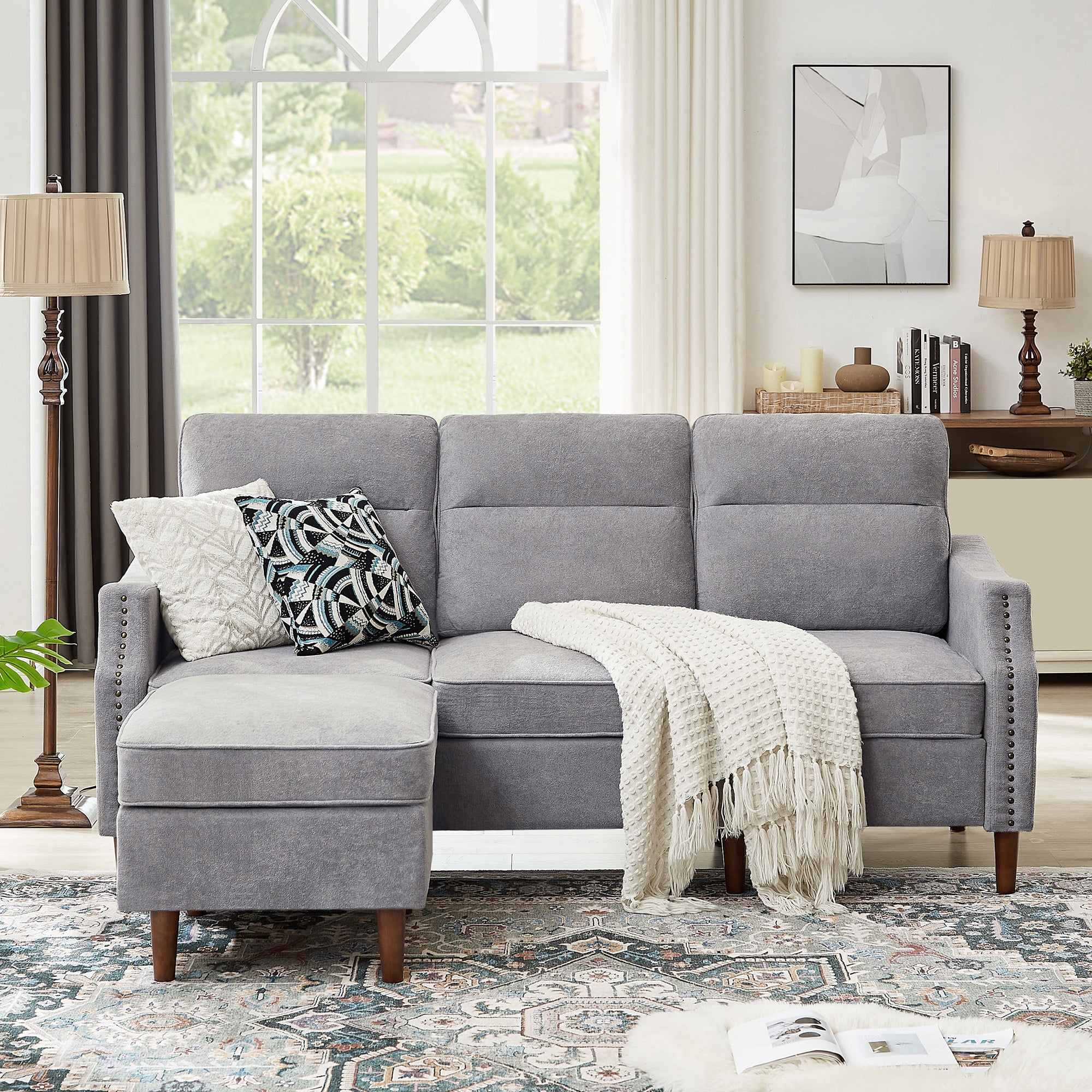 Jarenie 78'' Convertible 3 Seater L Shaped Couch Modern Sectional Sofa ...