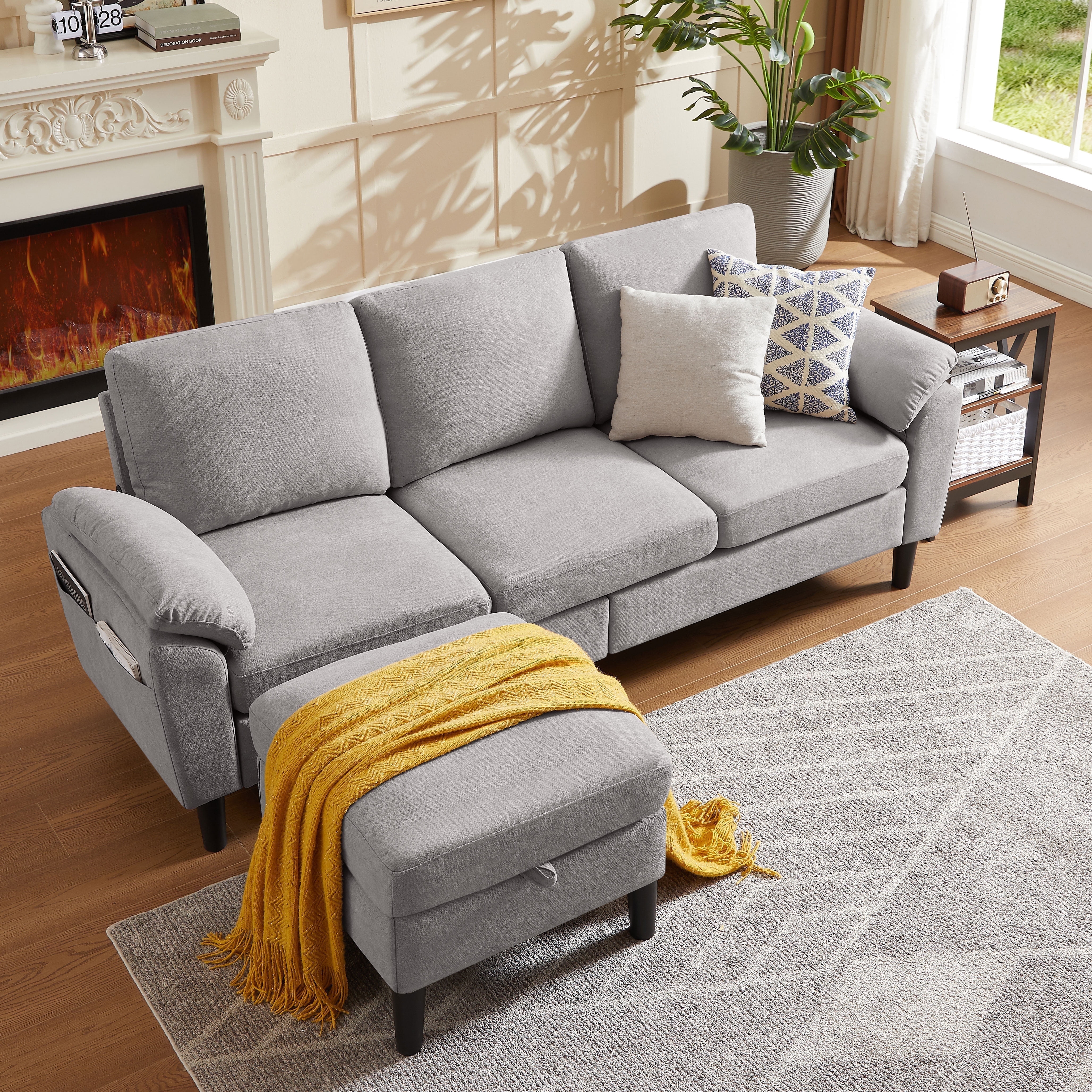 Jarenie 80" Convertible Sectional Sofa, Small L Shaped 3 Seat Couch ...