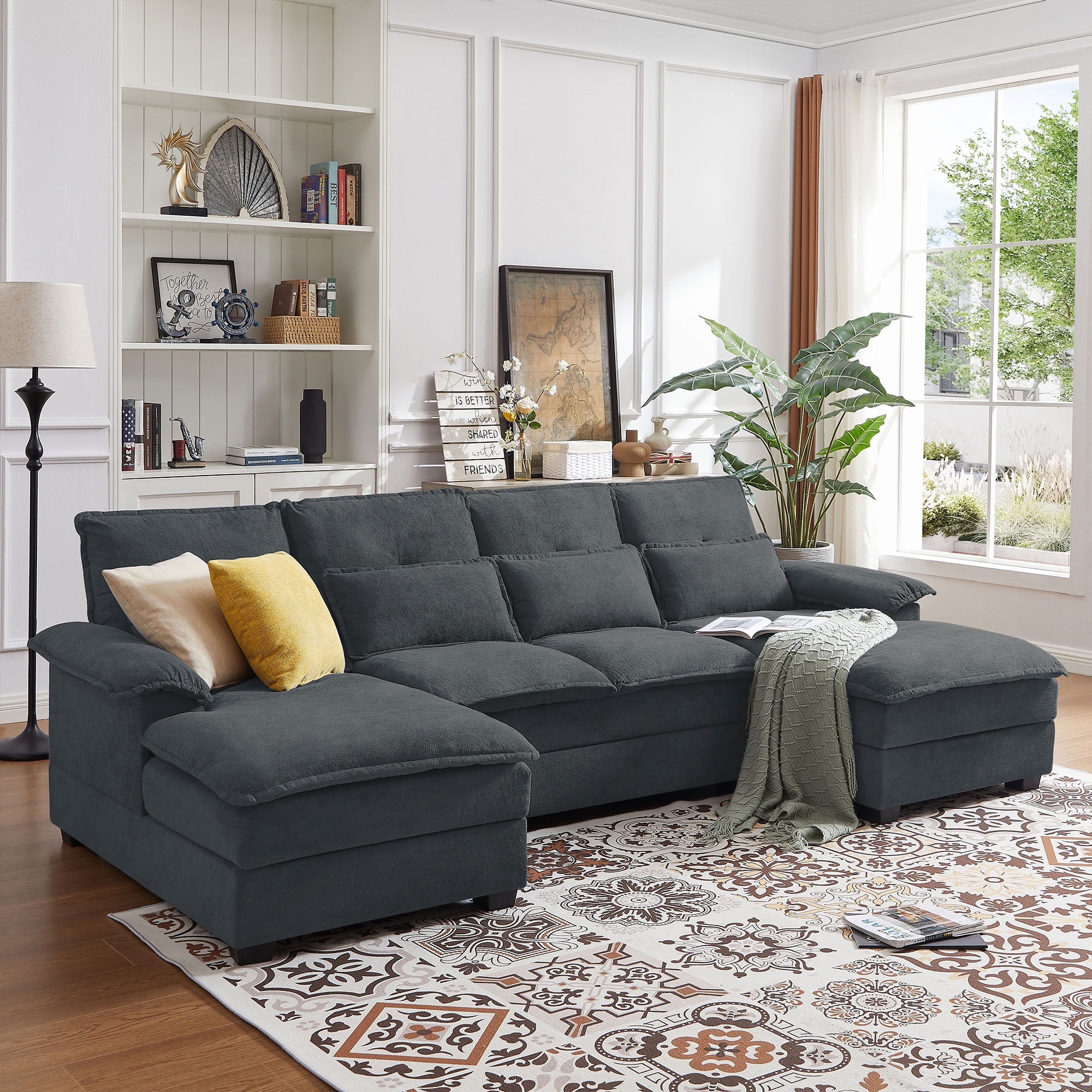 Jarenie Convertible Sectional Sofa Couch, 109” Comfy Couches for Living ...