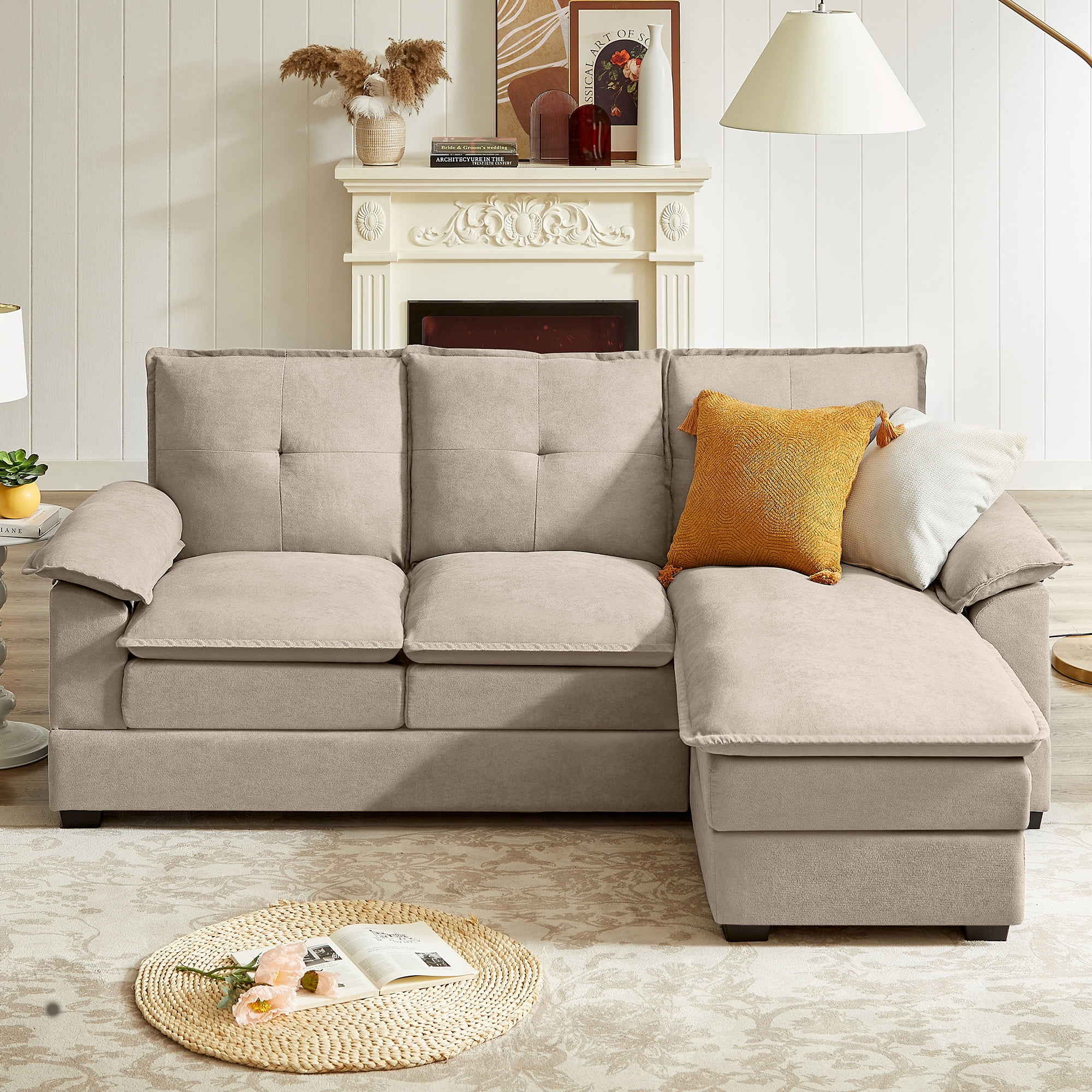 Jarenie Modern Fabric L-Shapped Sofa Sectional Couche for Living Room ...