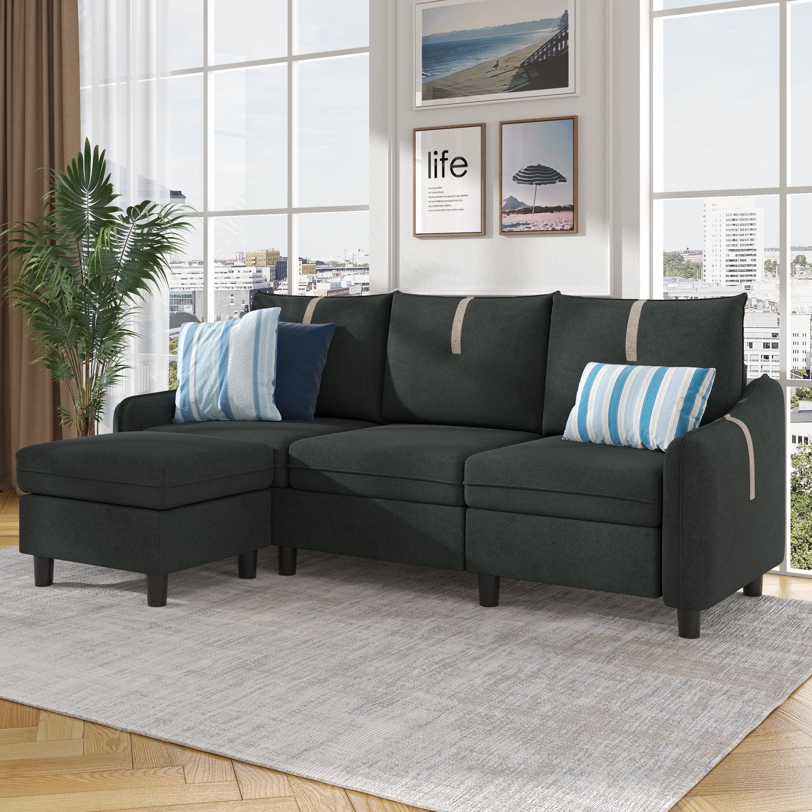 Jarenie Sherpa Sofa, Sectional Sofa, Sleeper Sofa, Sectional Sofa with ...