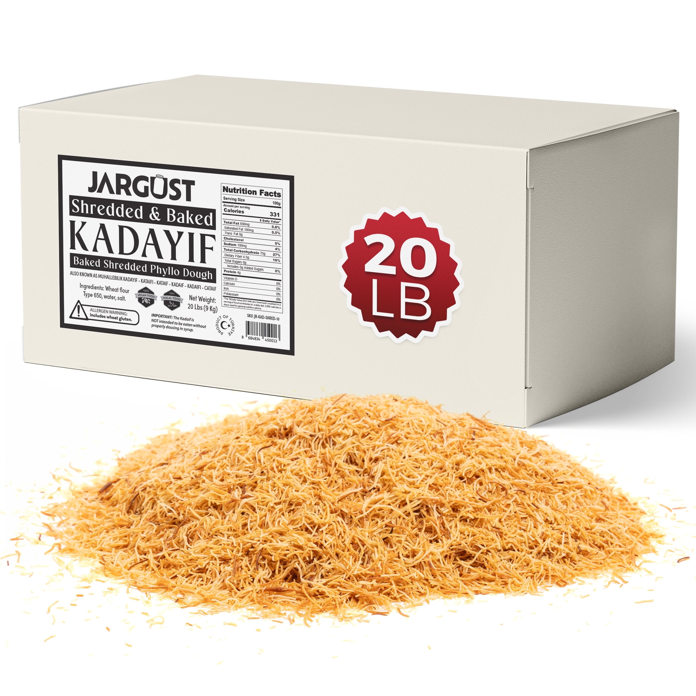 Jargust Bulk Baked & Shredded Kataifi, Shredded Fillo Dough, Pastry ...