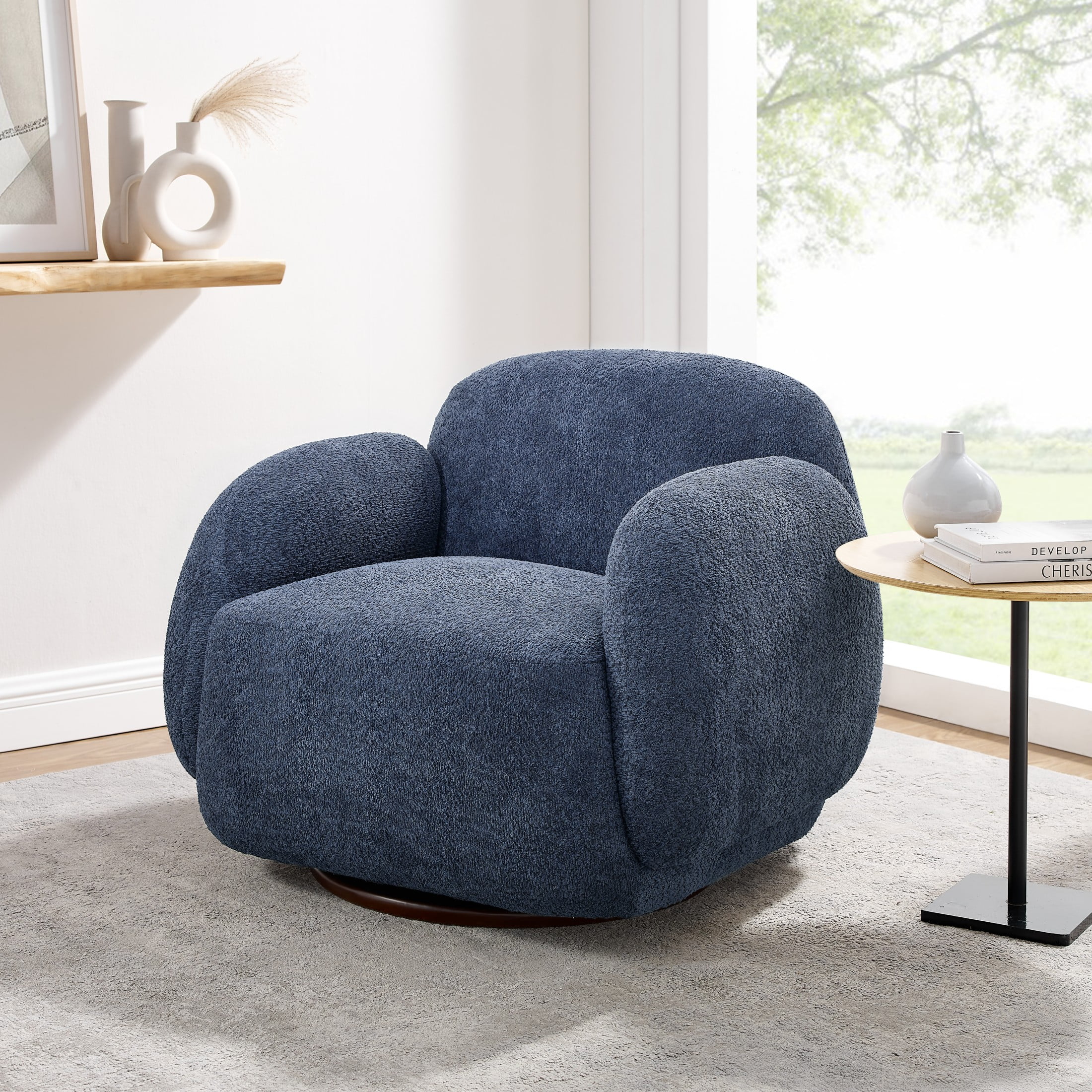 Jarisa 35"W Assembled Swivel Barrel Chair - Walmart.com