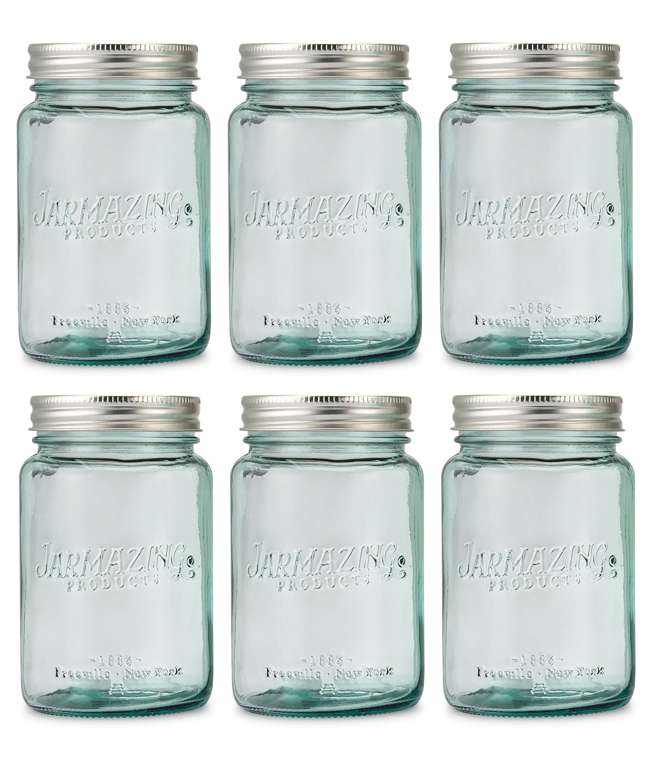 Jarmazing Products Blue Vintage Glass Mason Jars - Six Pack Pints ...