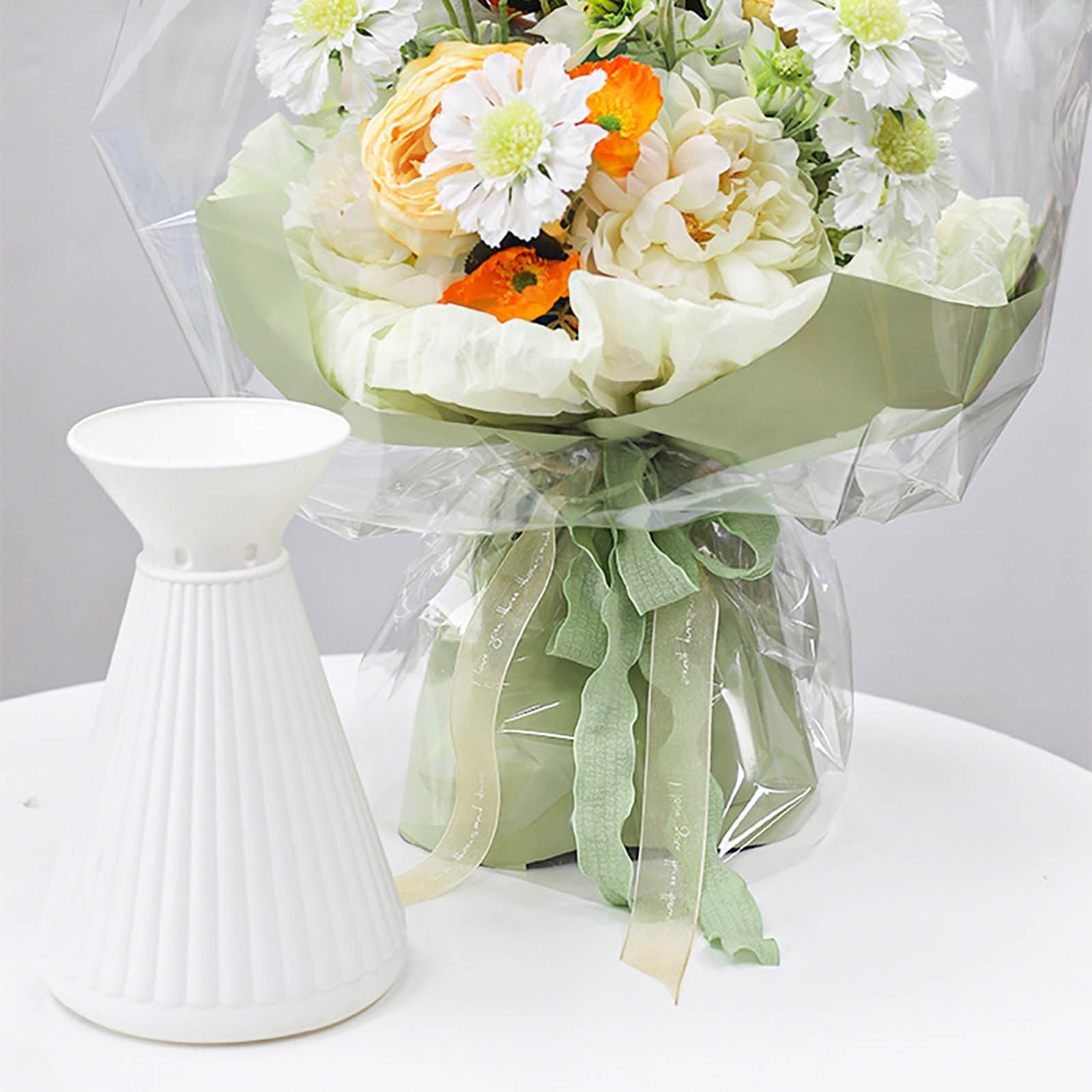 Jarrón de flores en forma de botella, hecho a mano, de plá transparente ...