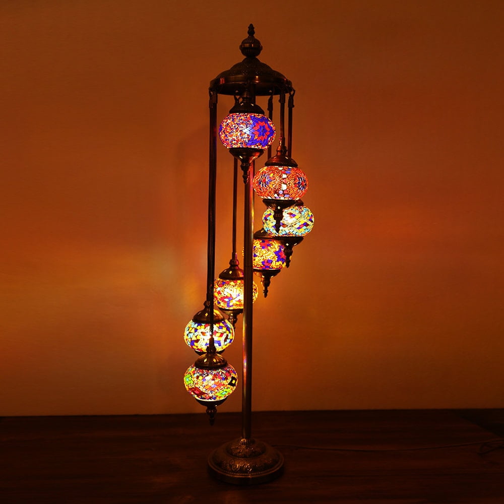 Jarri Lights Turkish Moroccan Style Floor Lamp with 7 Globes - Turkish ...