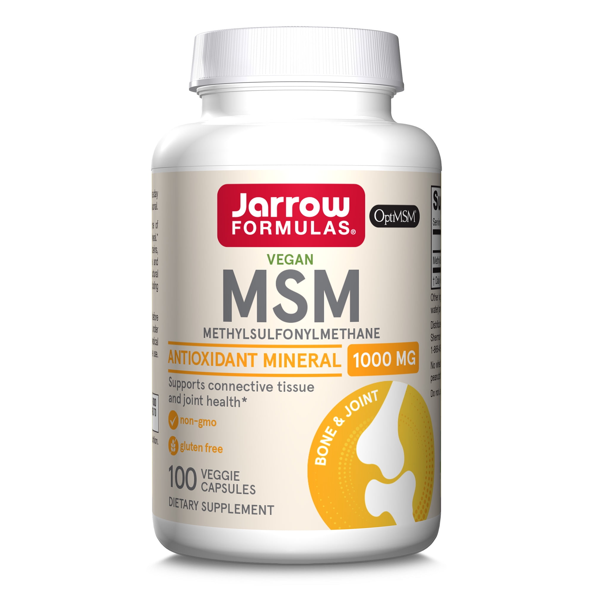 Jarrow Formulas Organic Vegan Msm Methylsulfonylmethane Supplement, 1,000 mg 100 Veg Caps ...