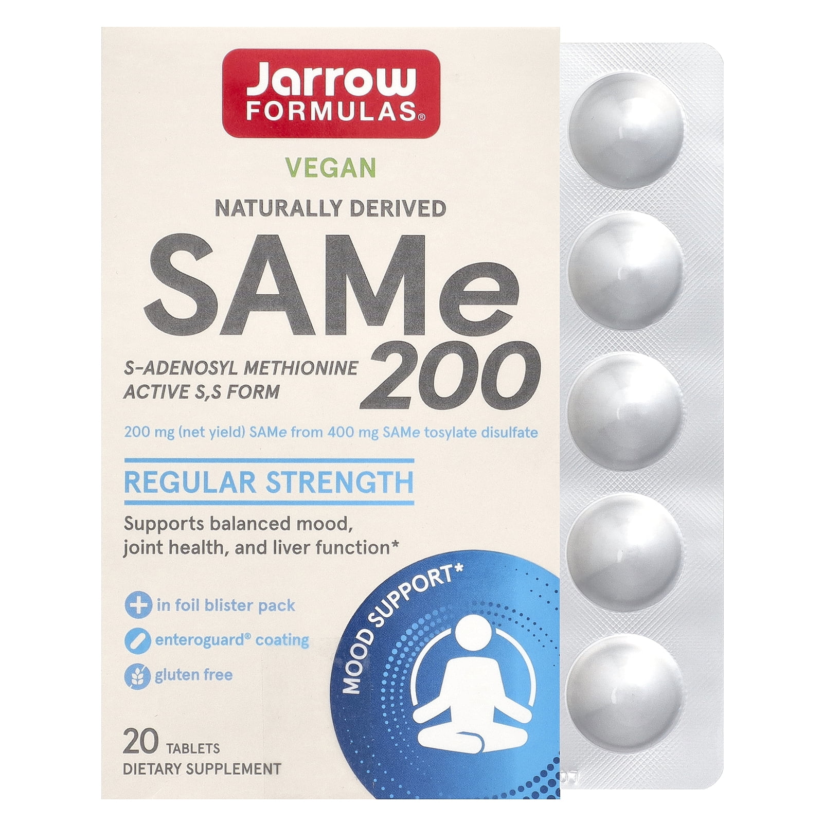 Jarrow Formulas SAMe 200, 200 mg, 20 Tablets - Walmart.com