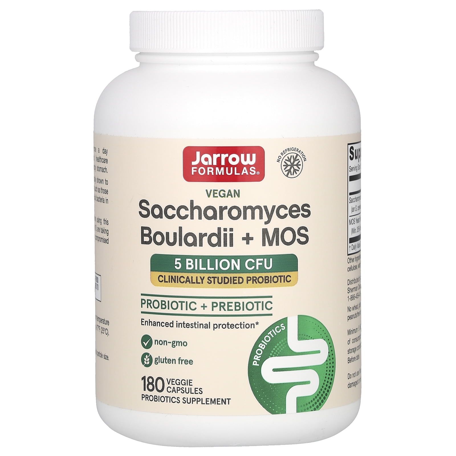 Jarrow Formulas Vegan Saccharomyces Boulardii + MOS, Probiotic Capsules ...