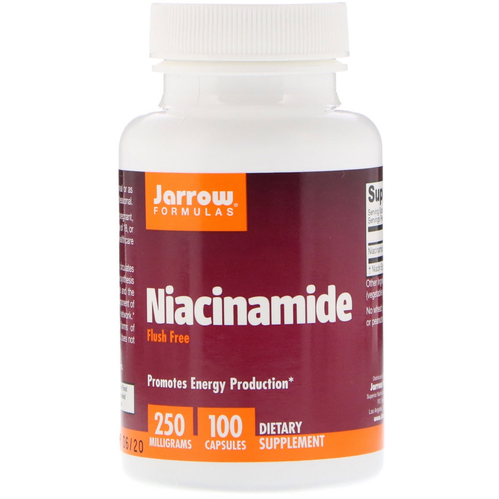Jarrow Formulas Niacinamide 250mg, Promotes Energy Production, 100 Caps ...
