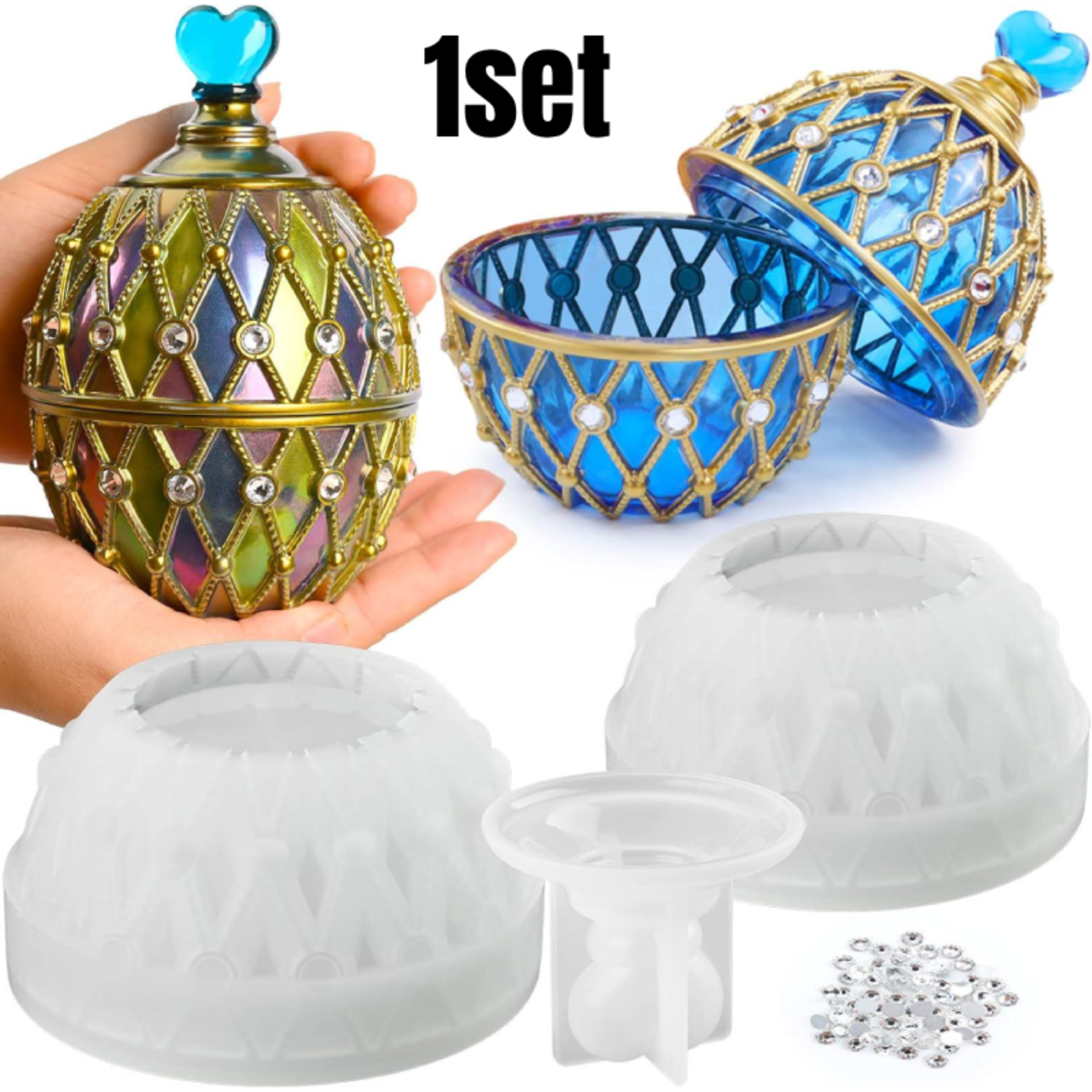 Jars Resin Molds with Lid, Epoxy Molds Silicone for Storage Bottle ...