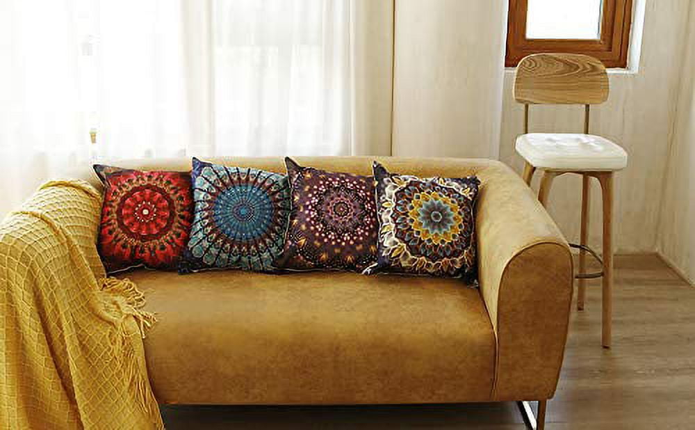 Jartinle Set of 4 Retro Floral Mandala Compass Medallion Bohemian Boho ...